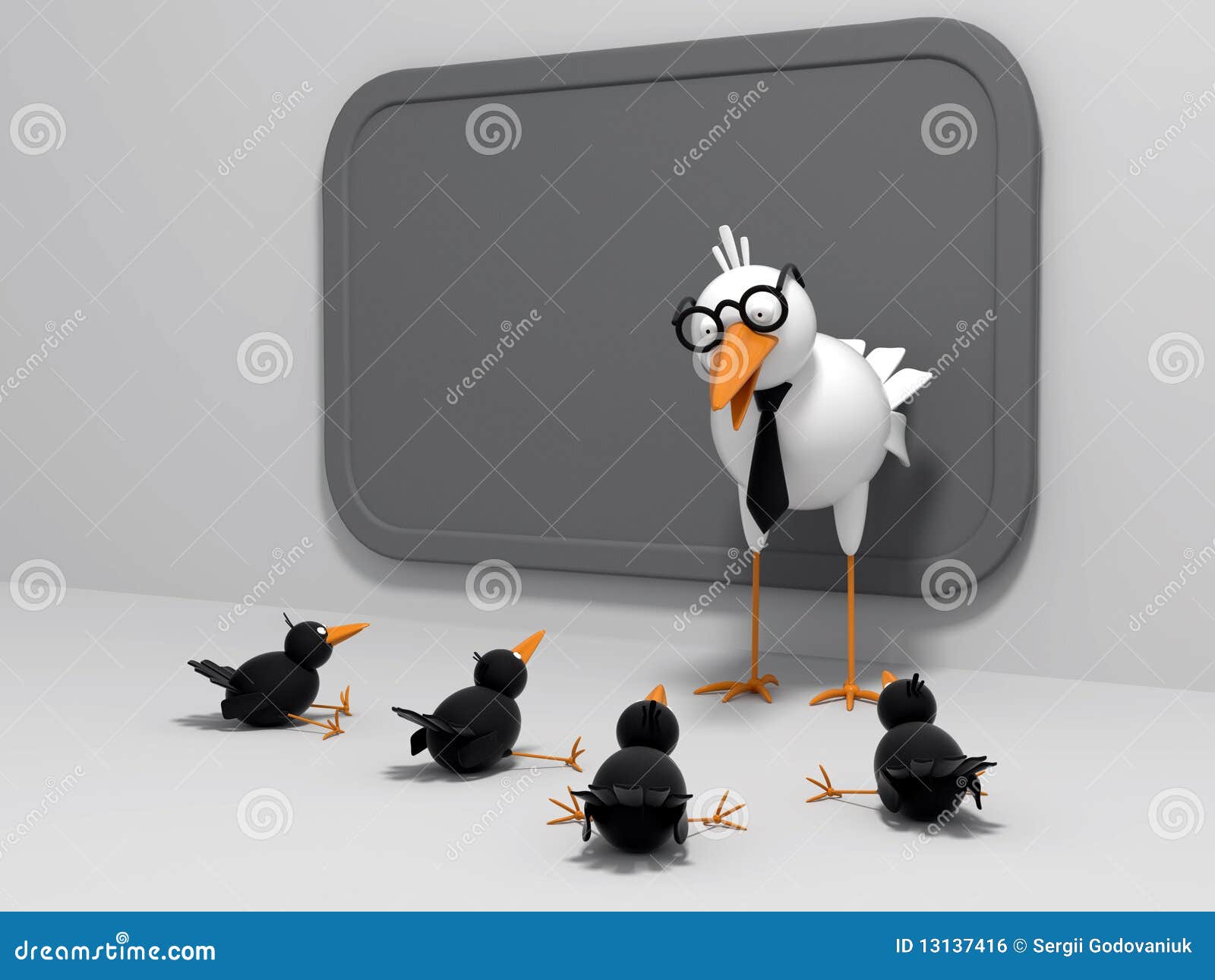 Bird teacher and chicks stock illustration. Illustration of color ...
