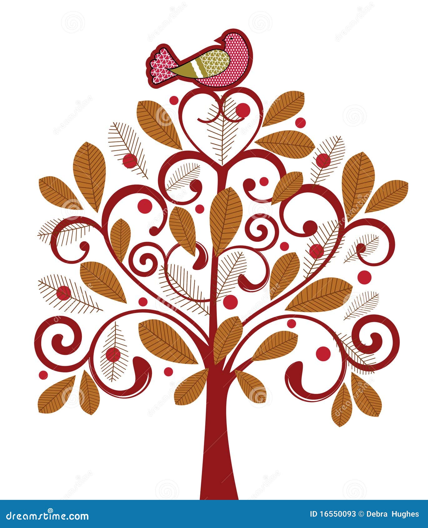 Bird in a tree stock vector. Illustration of botanical - 16550093