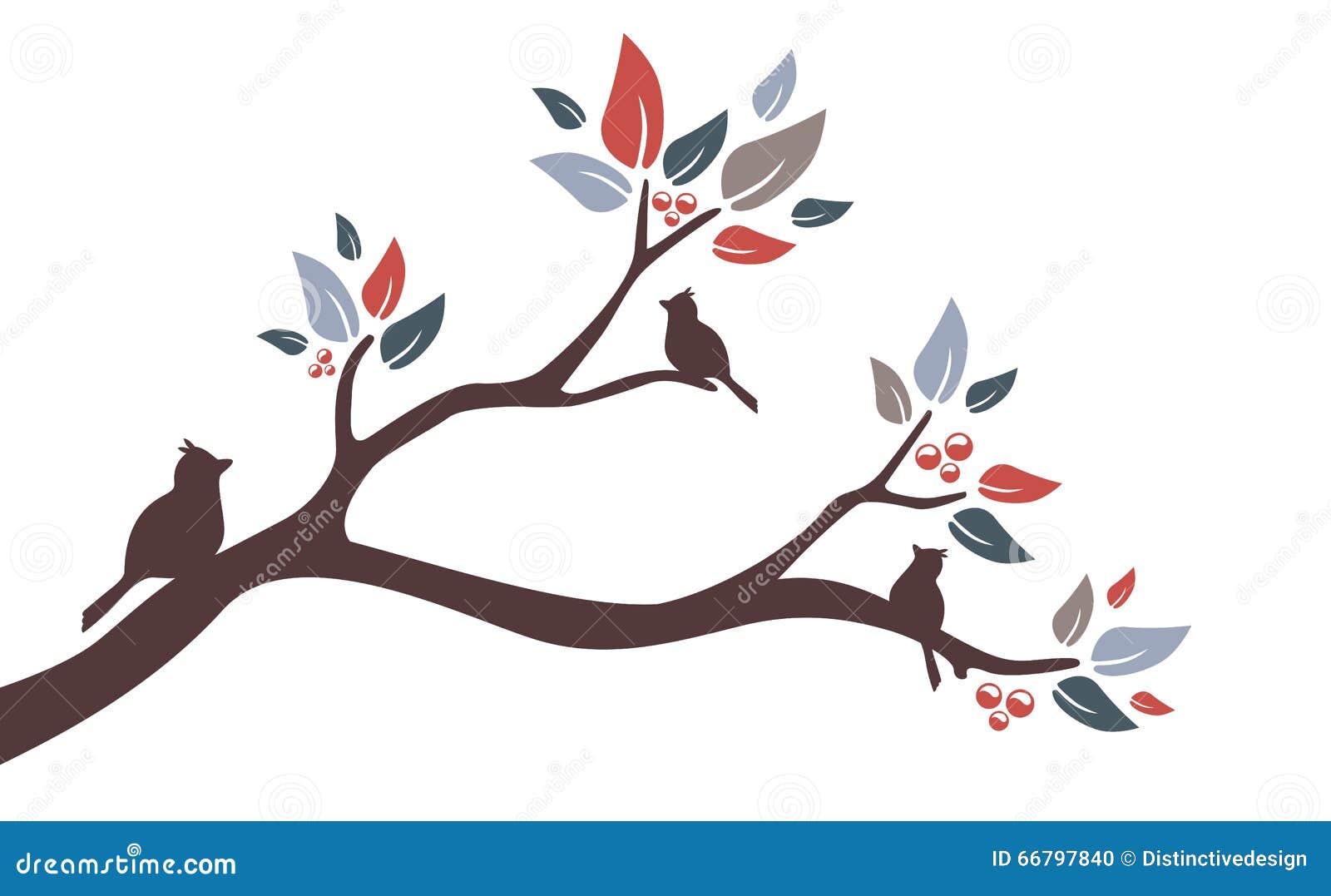 Bird Tree Branch stock vector. Illustration of flower - 66797840