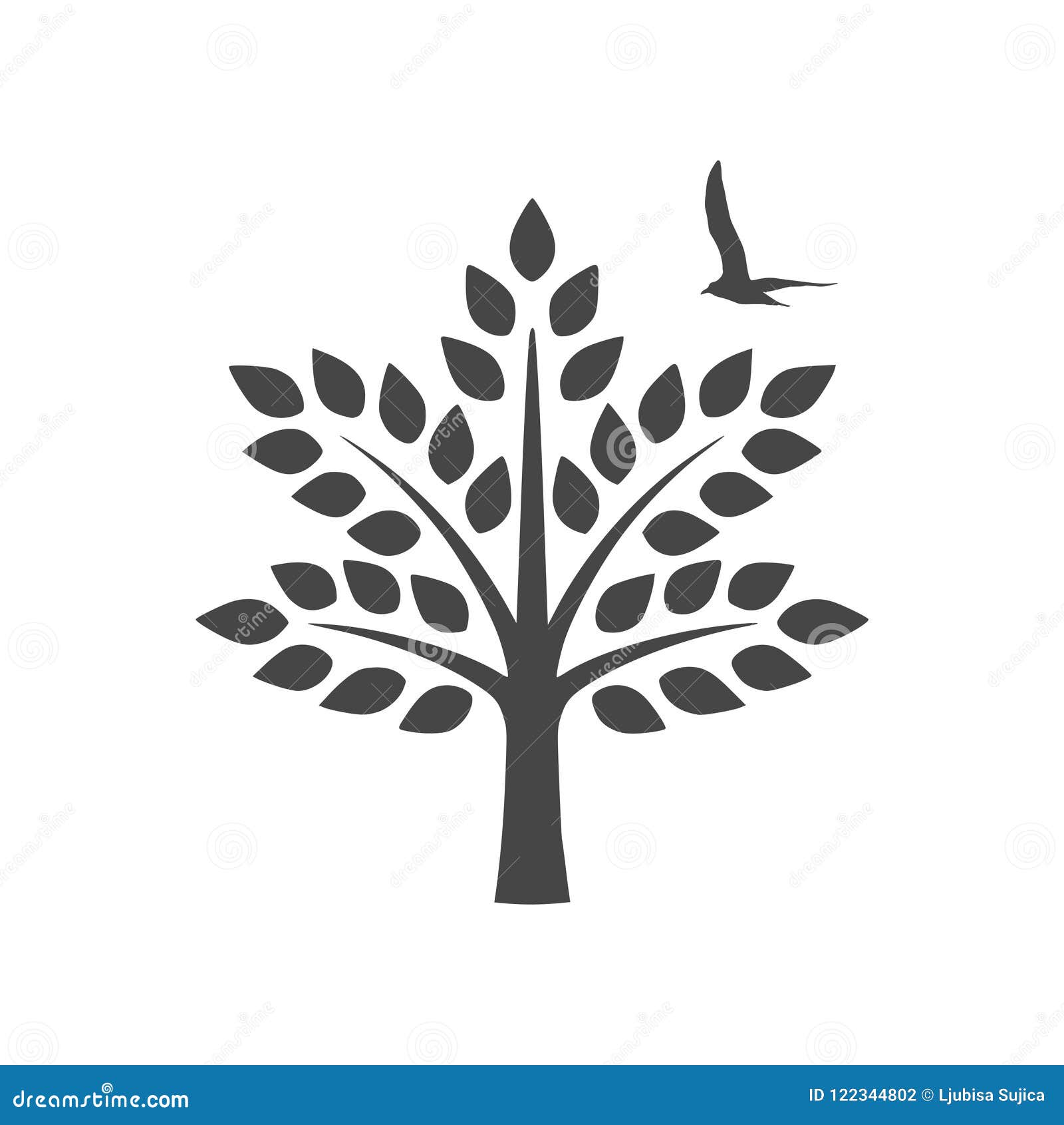 Bird and Tree Branches Logo Icon Stock Illustration - Illustration of ...