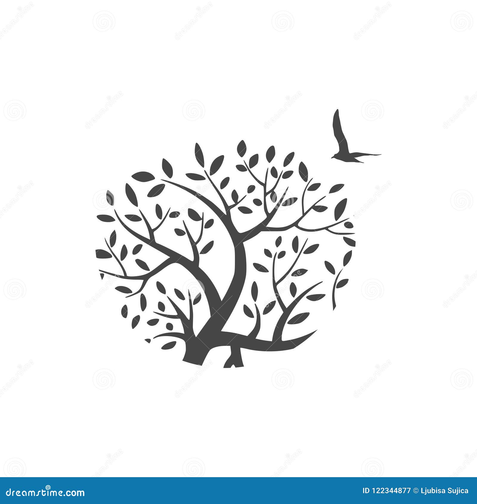 Bird and Tree Branches Logo Icon Stock Illustration - Illustration of ...