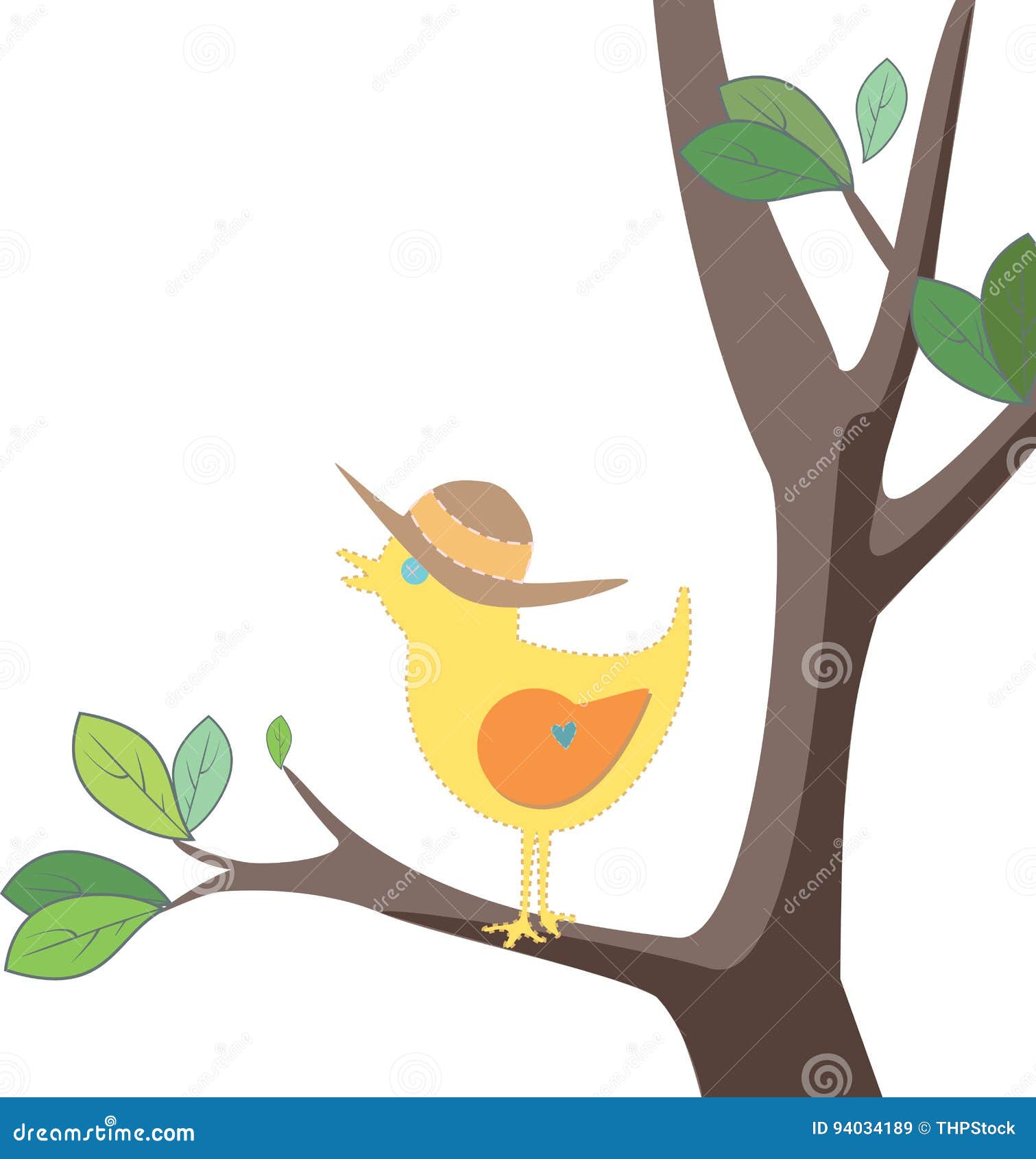 Bird in Tree stock vector. Illustration of season, branch - 94034189