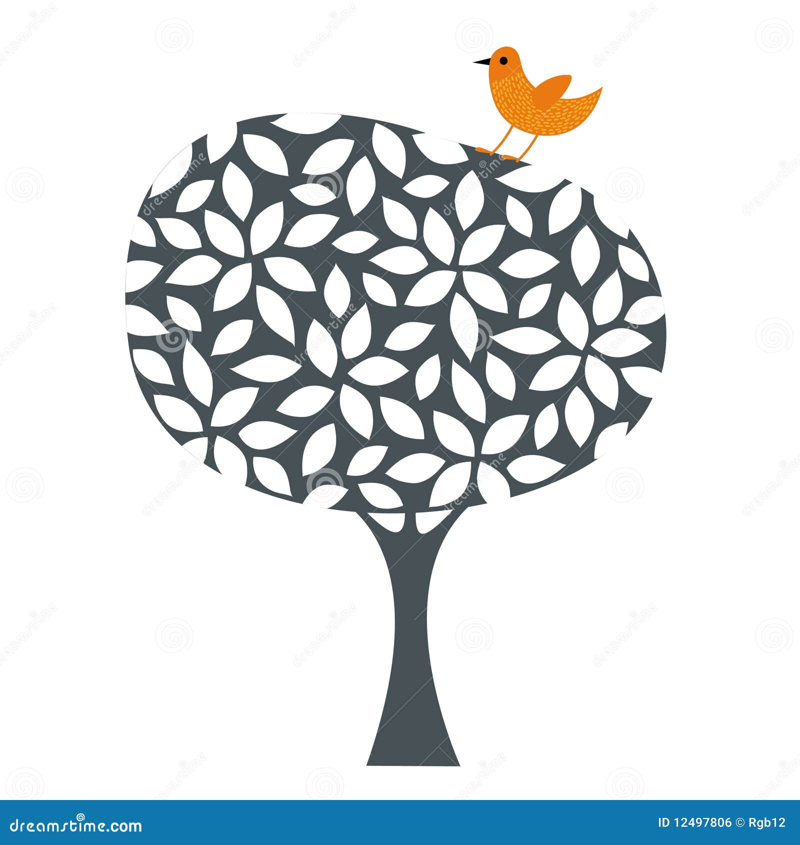 Bird and tree design stock vector. Illustration of drawing - 12497806