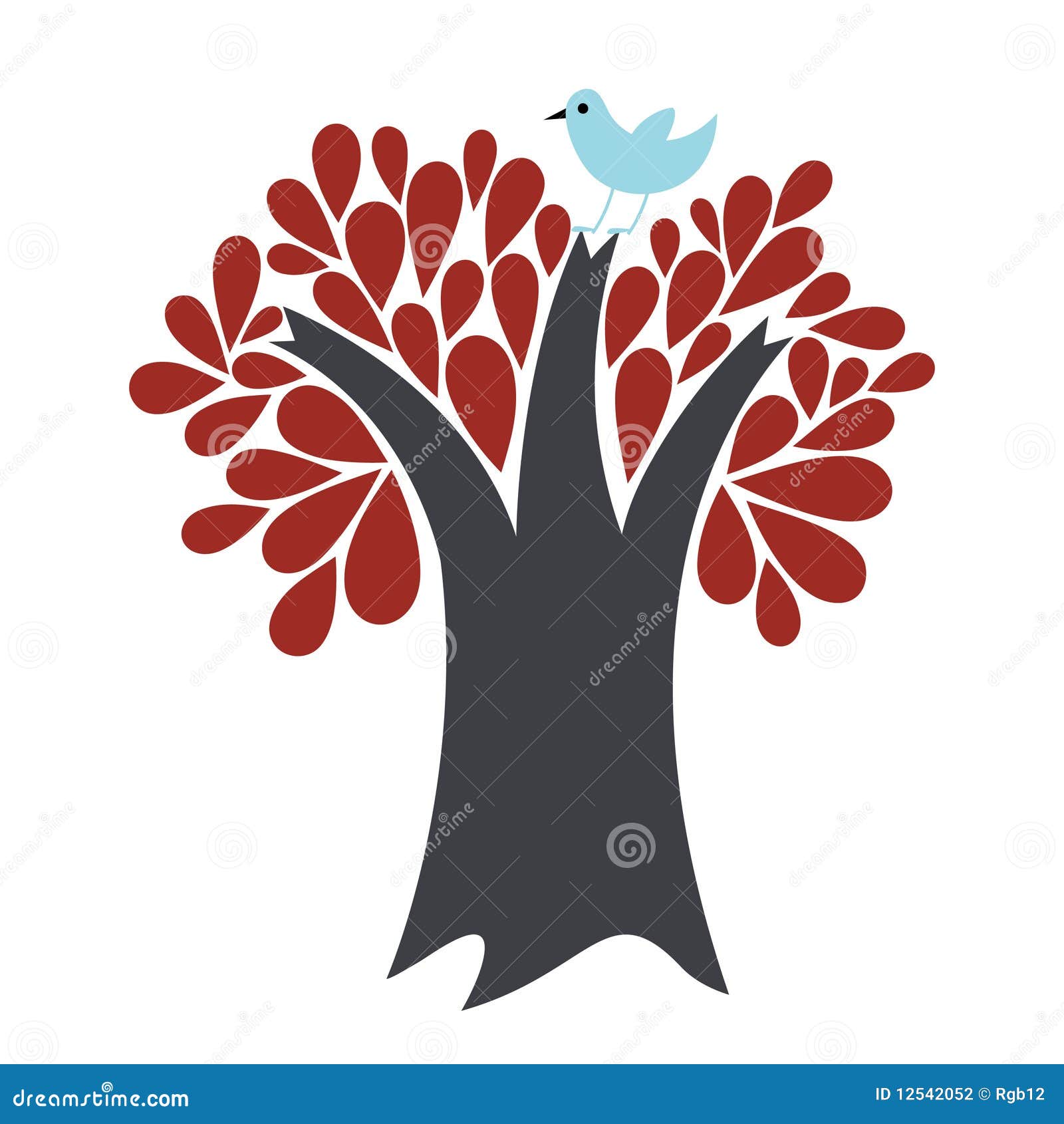 Bird and tree design stock vector. Illustration of seasonal - 12542052