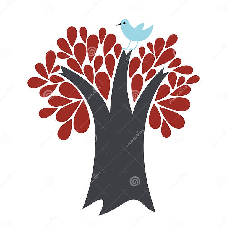 Bird and tree design stock vector. Illustration of seasonal - 12542052