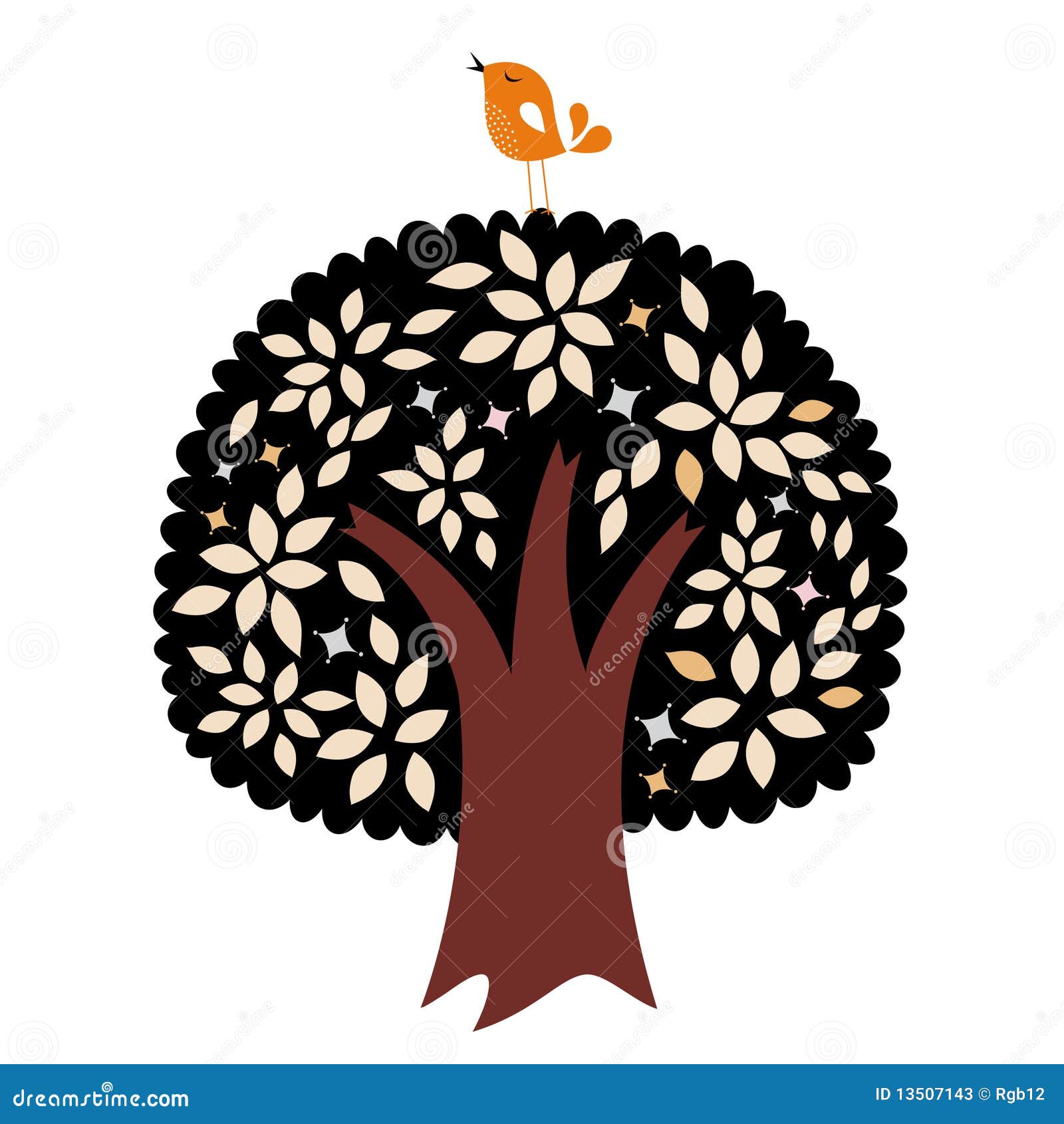 Bird and tree design stock vector. Illustration of season - 13507143