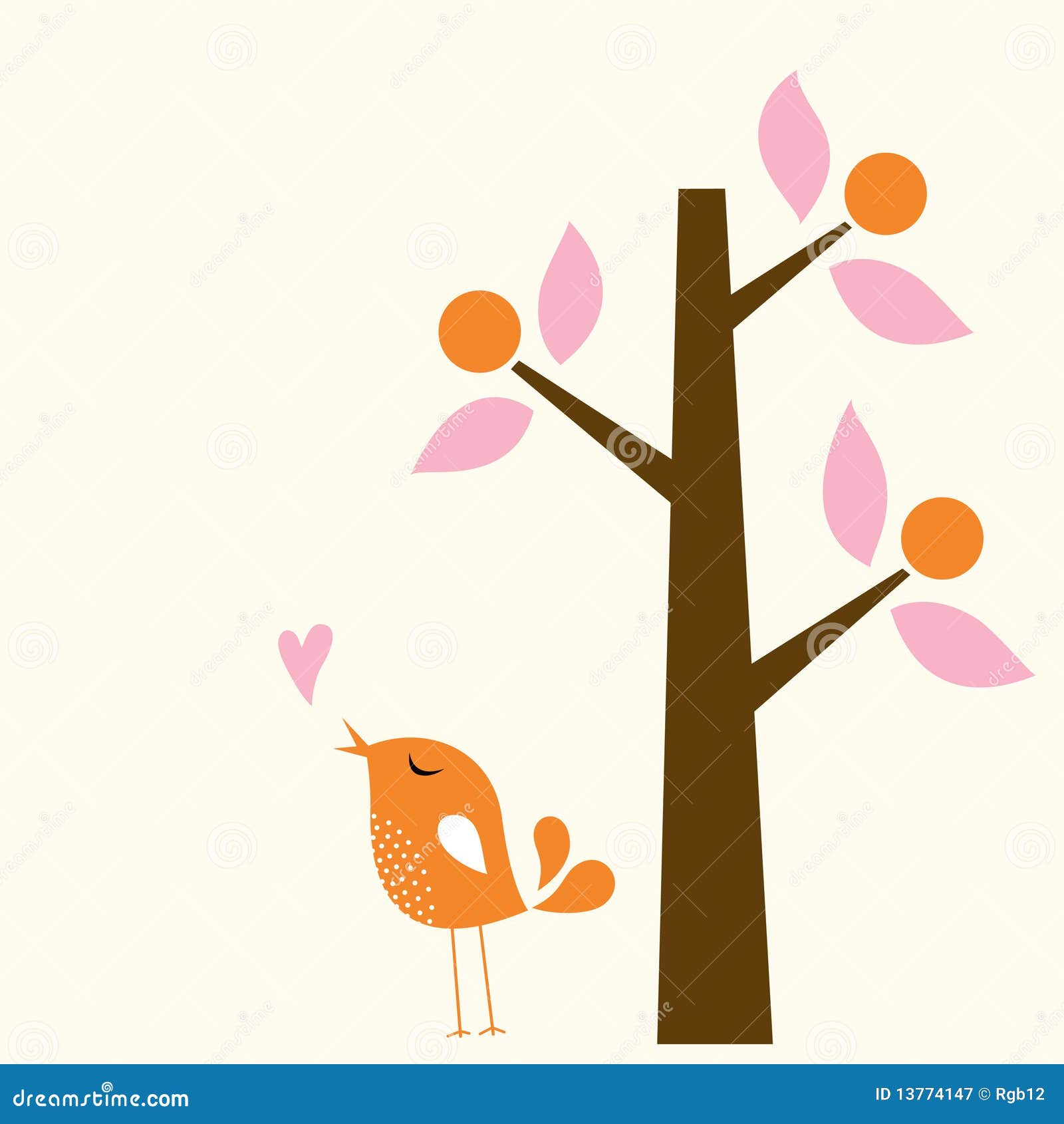 Bird and tree design stock vector. Illustration of color - 13774147