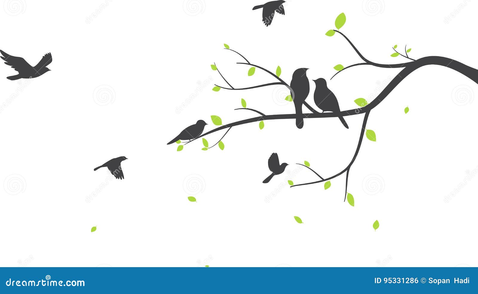 Bird with Tree Silhouette Background Stock Vector - Illustration of ...