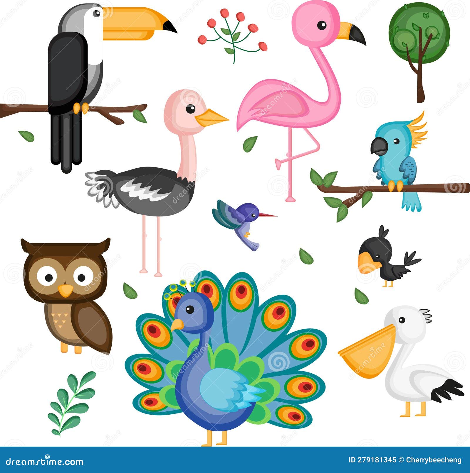 Cute Cartoon Bird Type Clipart Vector Stock Vector - Illustration of ...