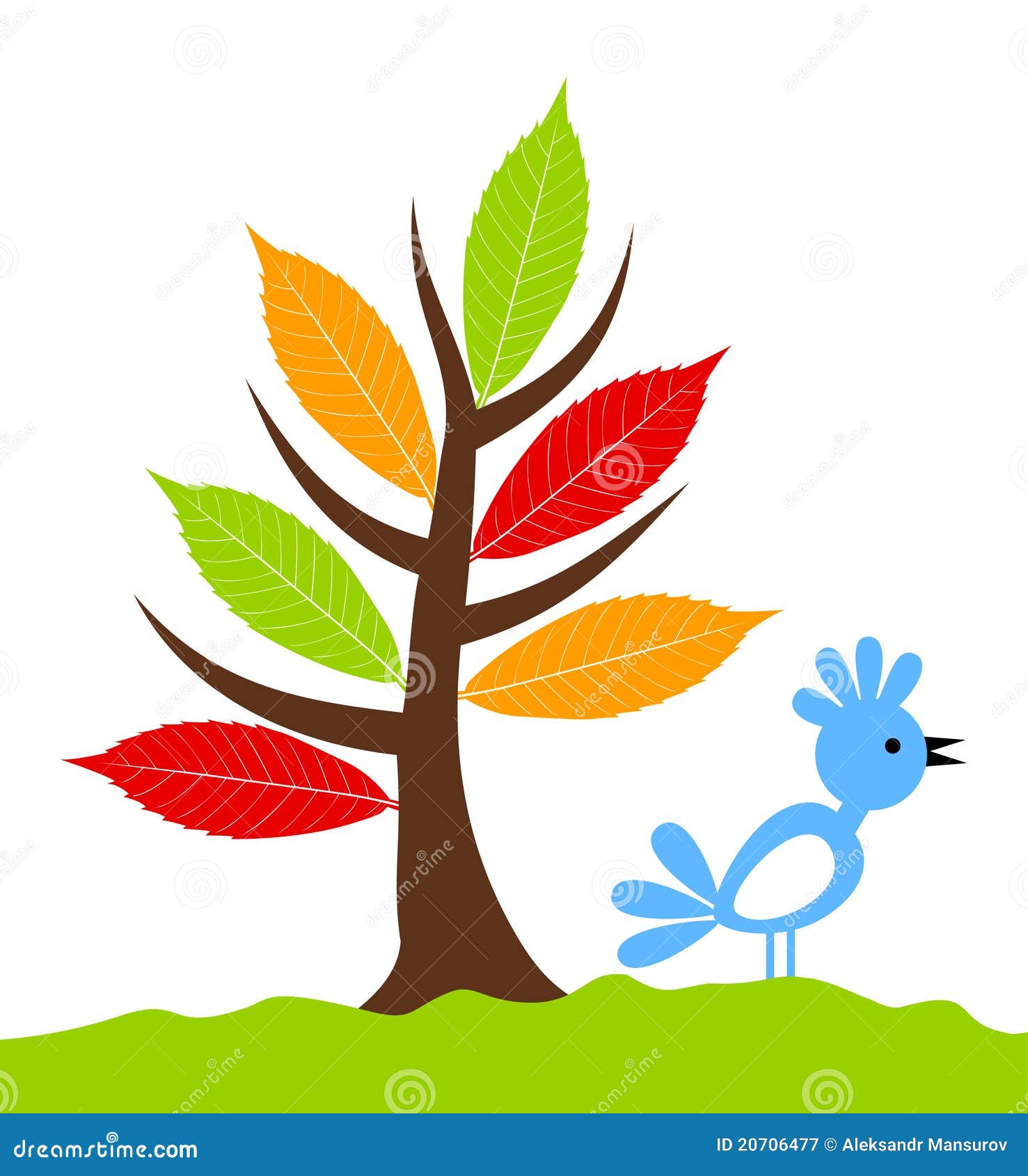 Bird under a tree stock vector. Illustration of horns - 20706477