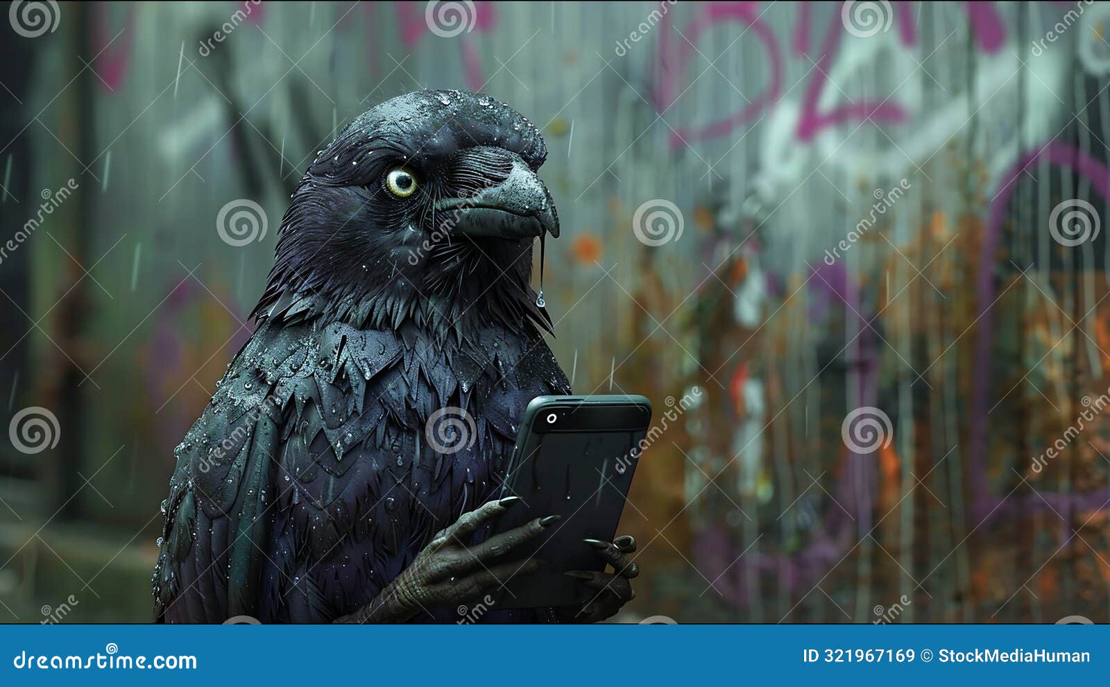 Bird Using Smartphone Dystopian Nature Animal Kingdom Intelligence ...