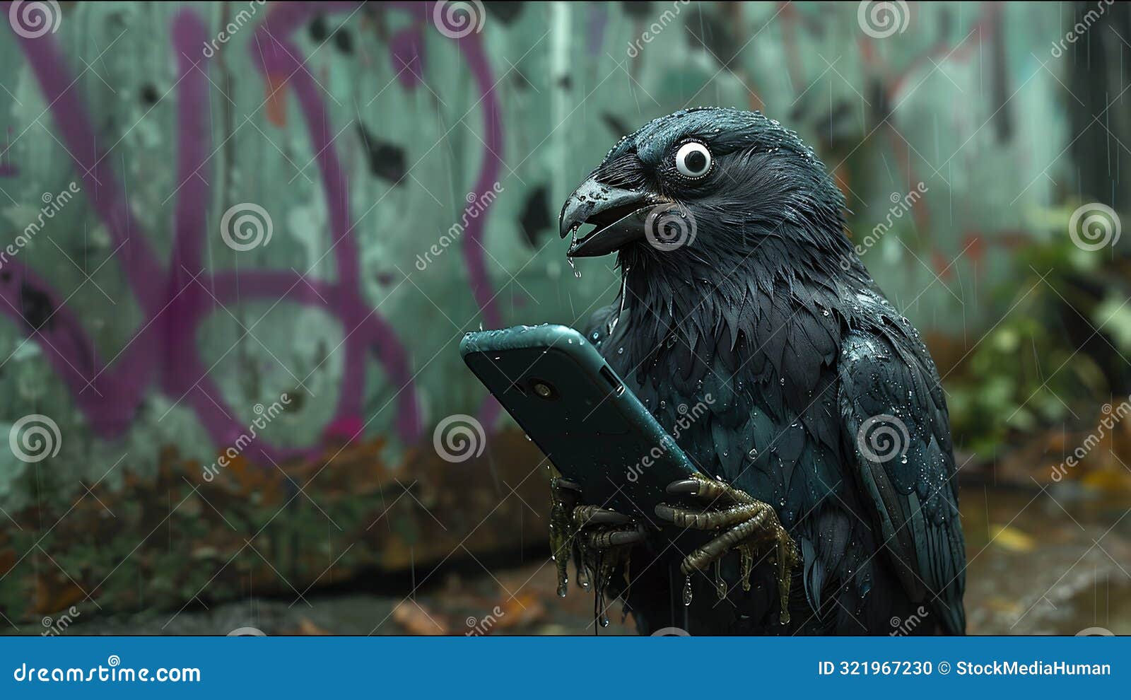 Bird Using Smartphone Dystopian Nature Animal Kingdom Intelligence ...