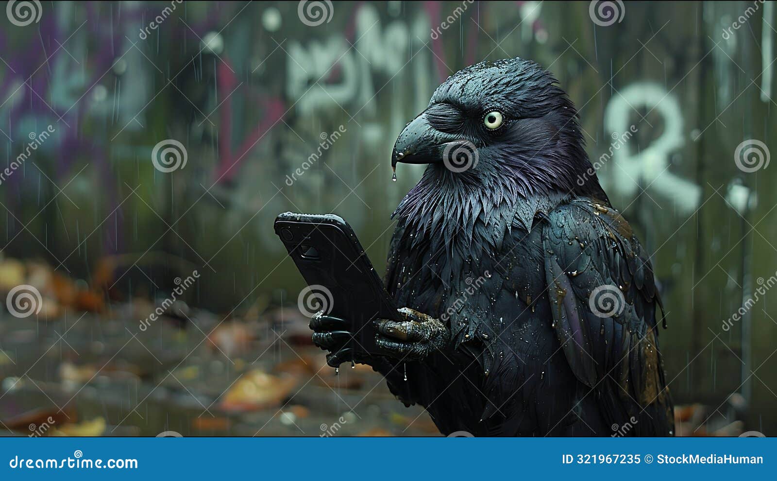 Bird Using Smartphone Dystopian Nature Animal Kingdom Intelligence ...
