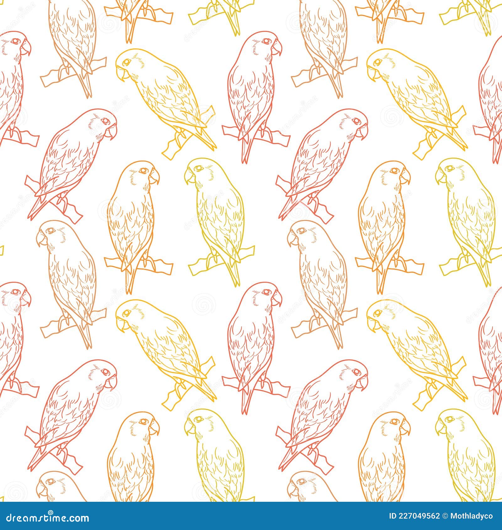 Bird Vector Background, Parrot Repeat Pattern Design Stock Vector ...