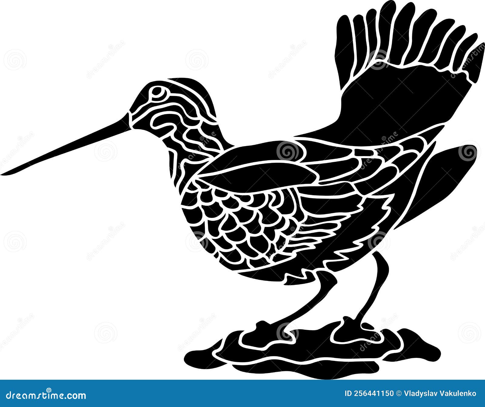 Bird Vector Stencil, Black and White Stock Vector - Illustration of ...