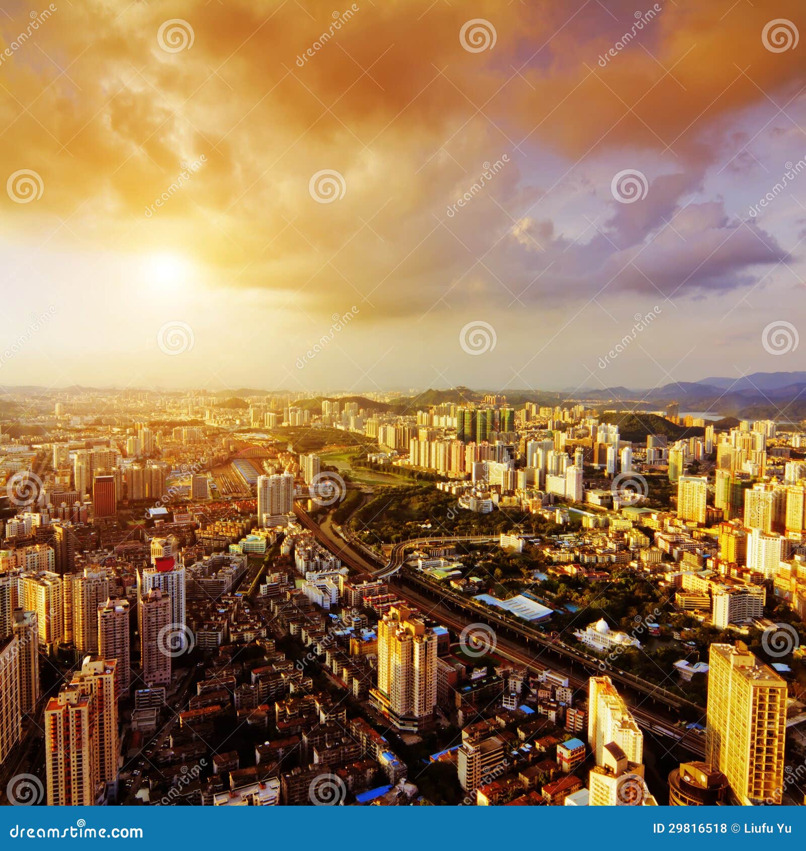 Chinese city stock photo. Image of chinese, aerial, architecture - 29816518