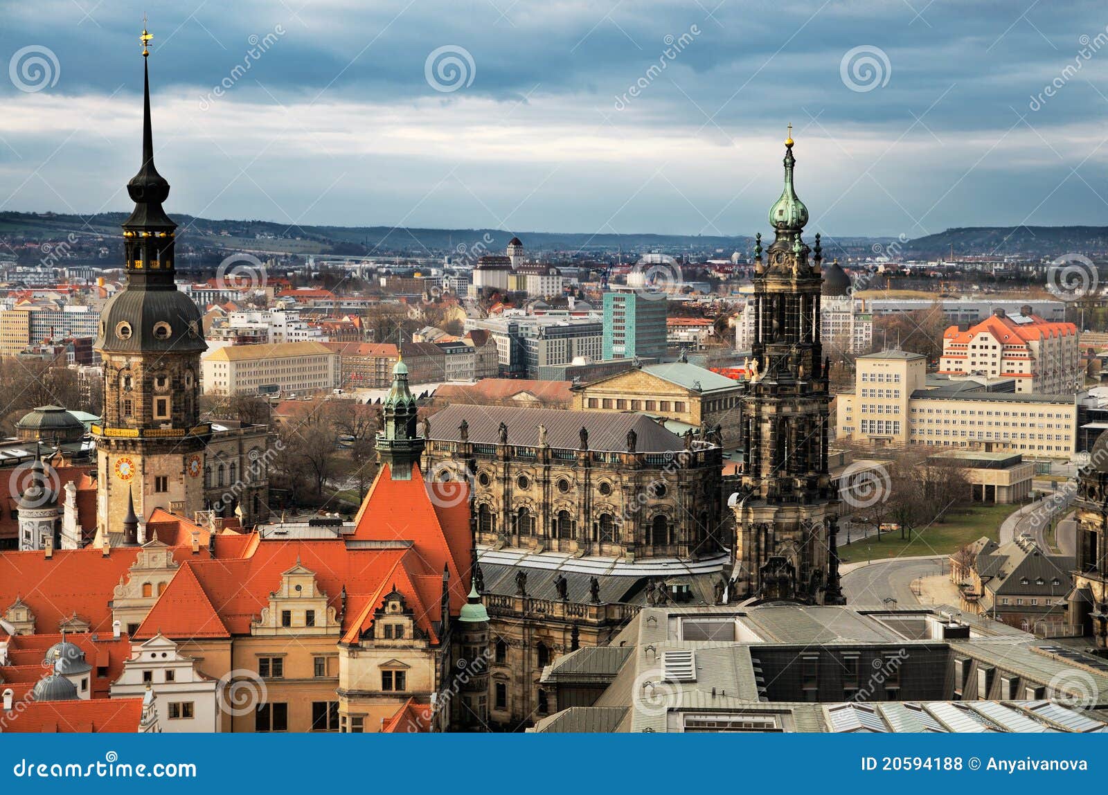 Bird view over Dresden stock photo. Image of ancient - 20594188