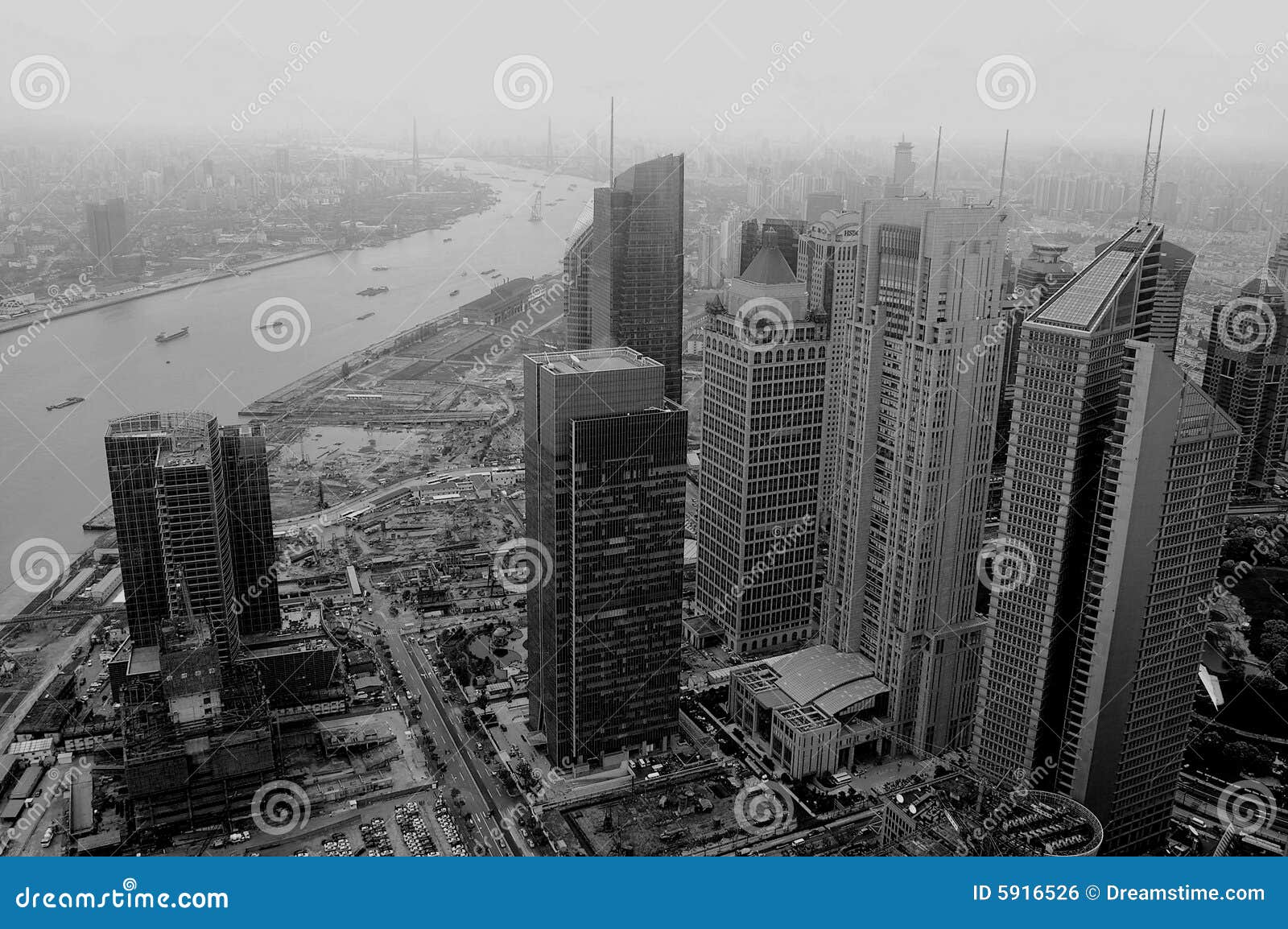 Bird view of Shanghai stock photo. Image of bank, view - 5916526