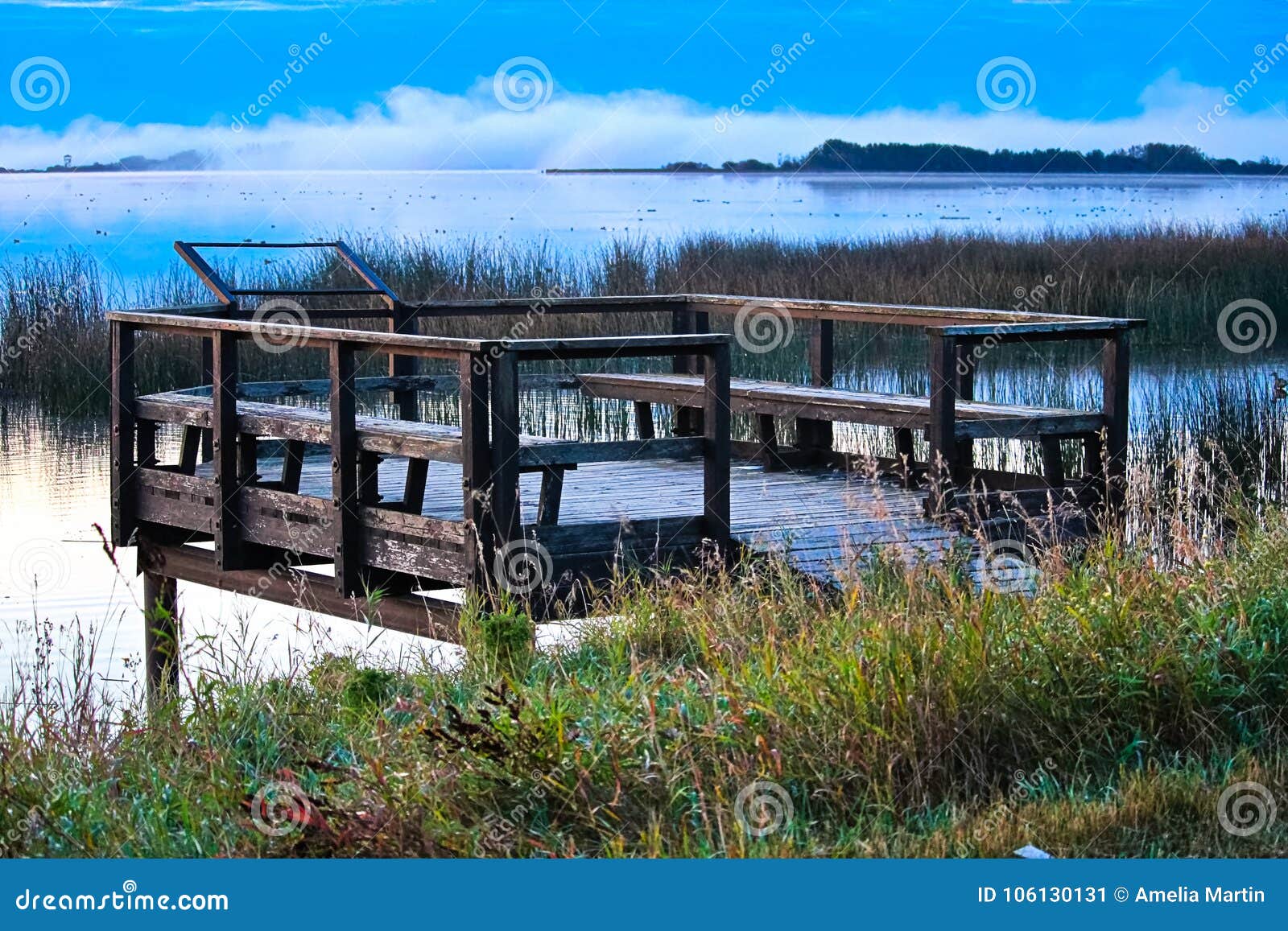 A Bird Viewing Platform As Fog Rises in the Background Stock Image ...