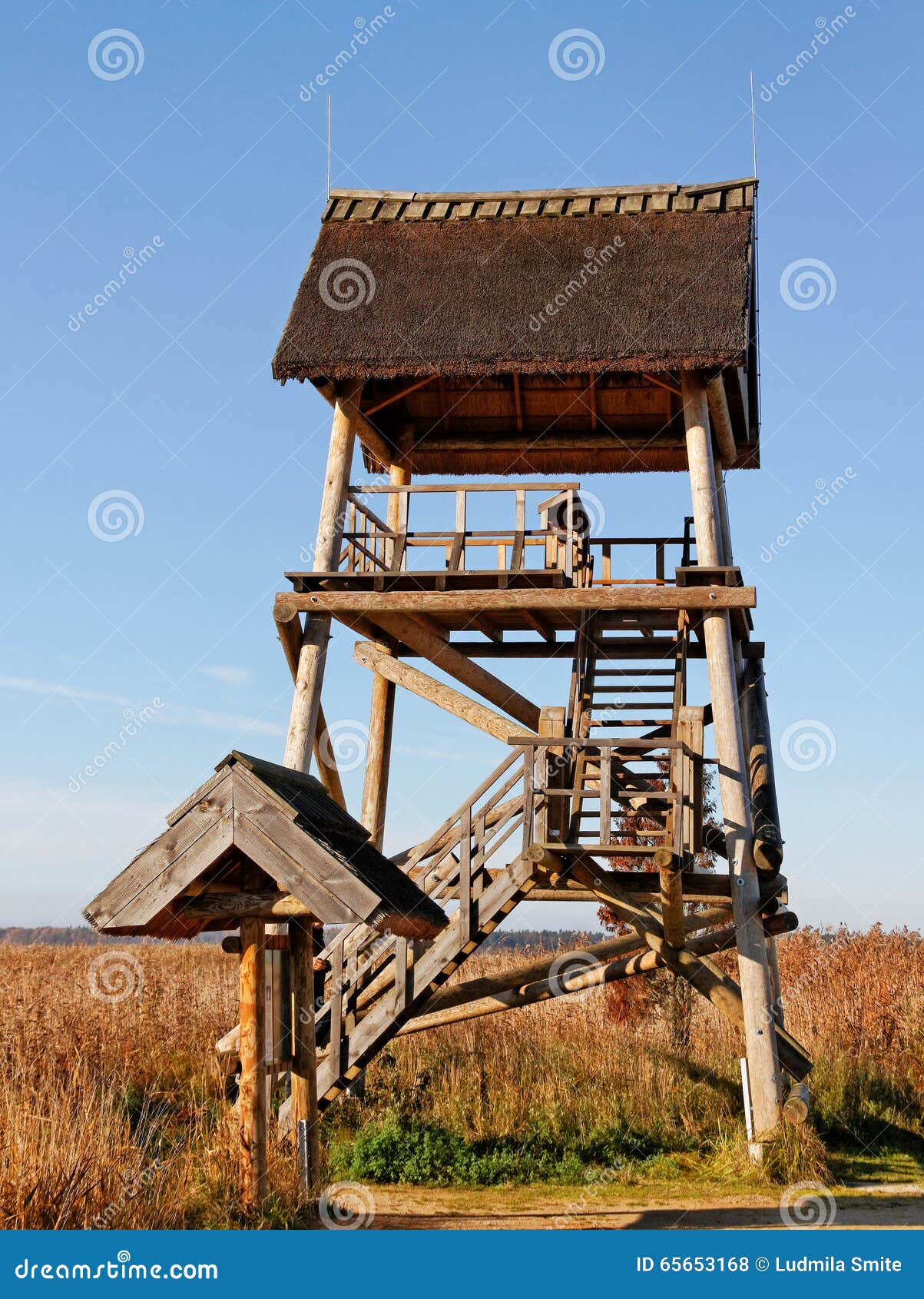 Bird watching tower. stock photo. Image of watchtower - 65653168