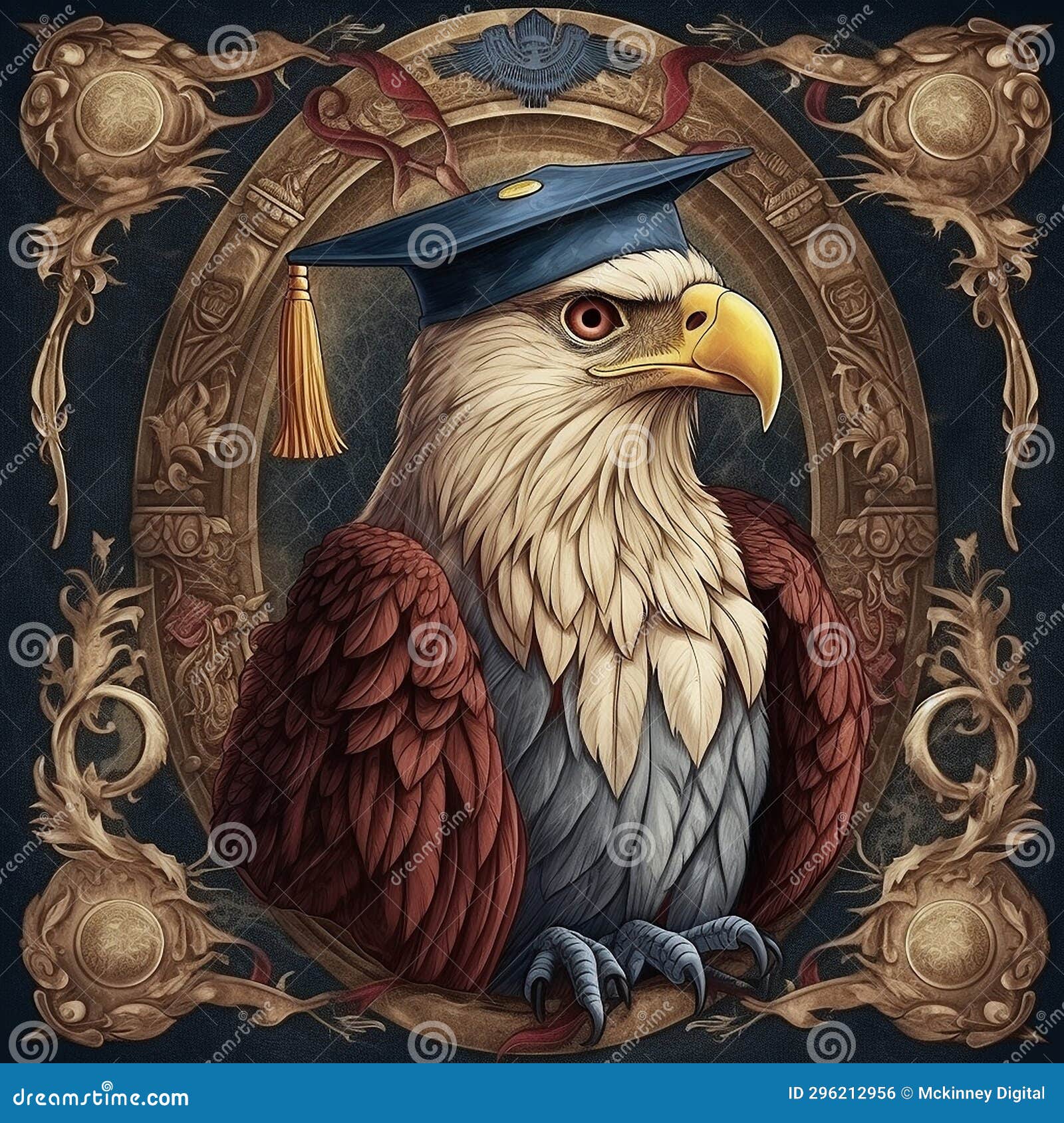 Bird Wearing Graduation Cap in Ornate Frame Design. Created Using Ai ...