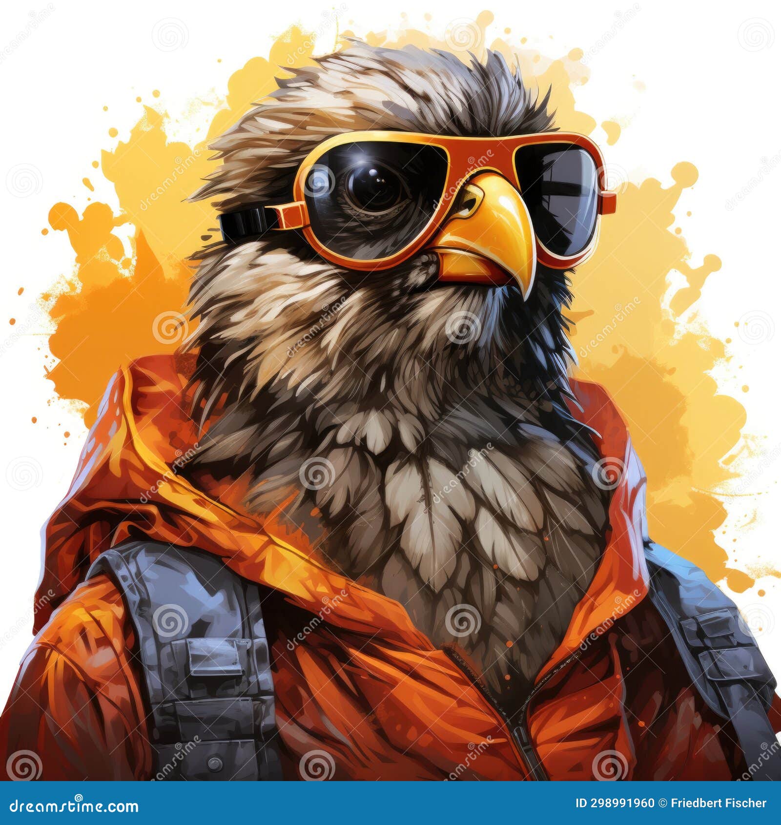 A Bird Wearing Sunglasses and a Jacket Stock Illustration ...