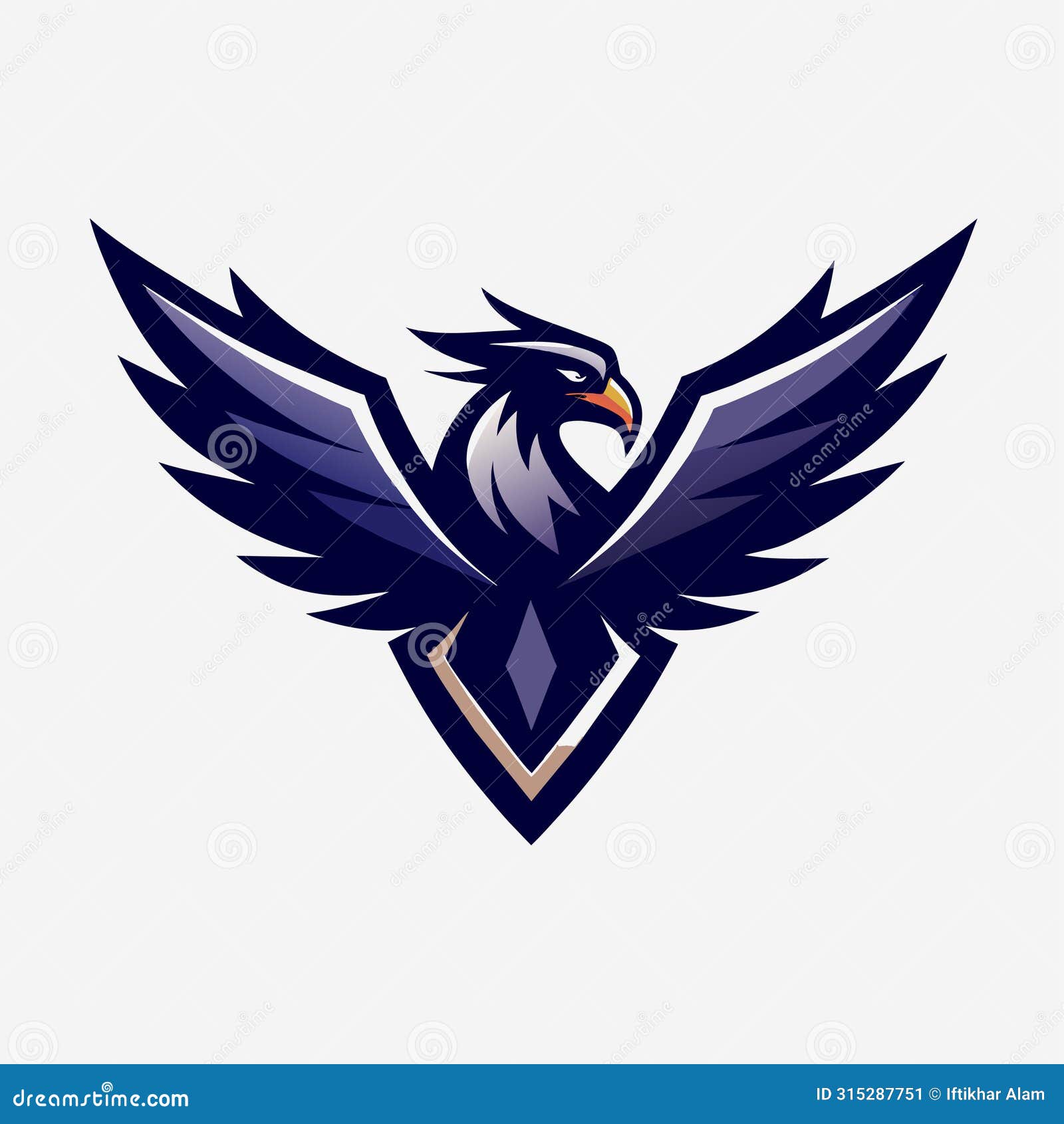 A Bird with Wings Extended, Flying Gracefully Against a Plain White Backdrop, Flying Eagle ...