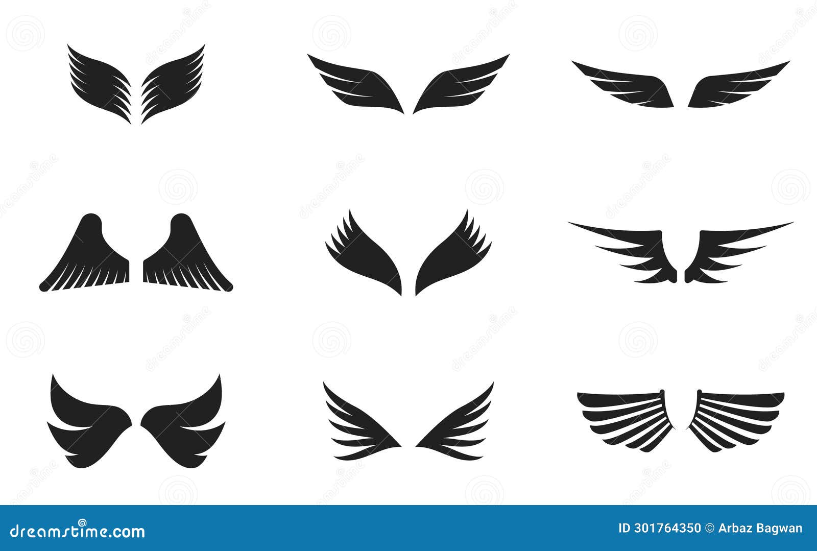 Bird wings icon vector set stock illustration. Illustration of wings ...