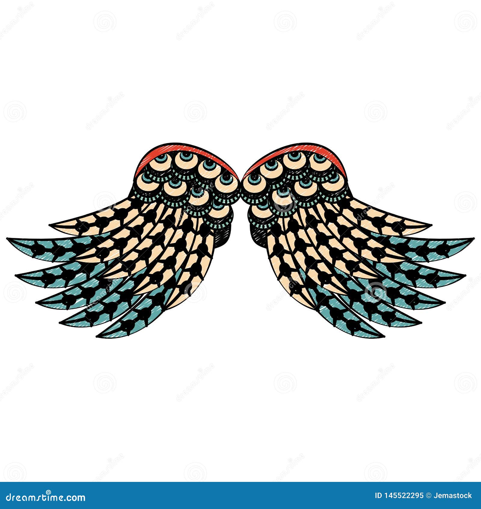 Bird Wings Isolated Scribble Stock Vector - Illustration of drawing ...