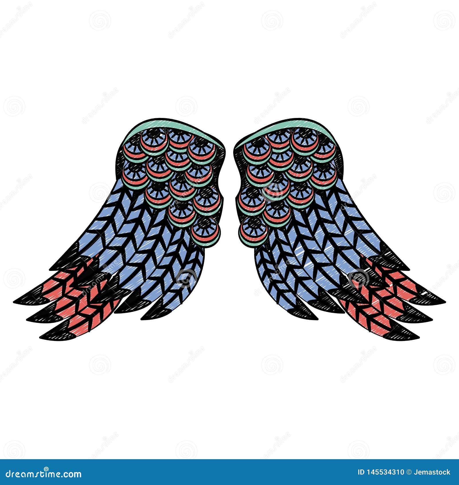 Bird Wings Isolated Scribble Stock Vector - Illustration of graphic ...