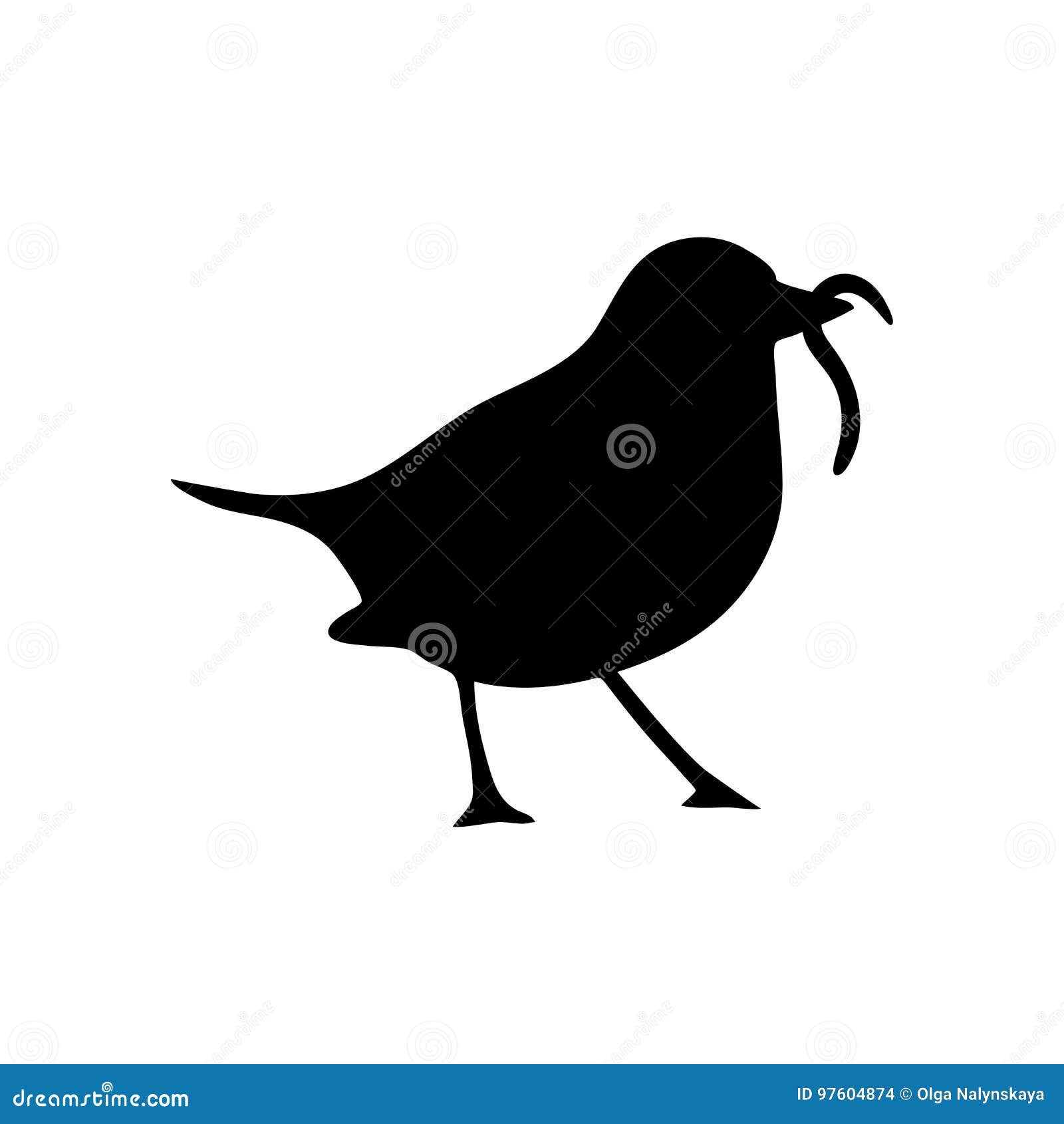 Bird And Worm Silhouette Vector Illustration | CartoonDealer.com #97604874