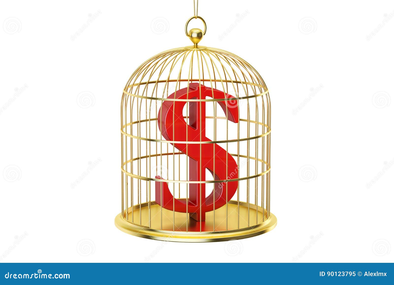 Birdcage with Dollar Currency Symbol Inside, 3D Rendering Stock ...