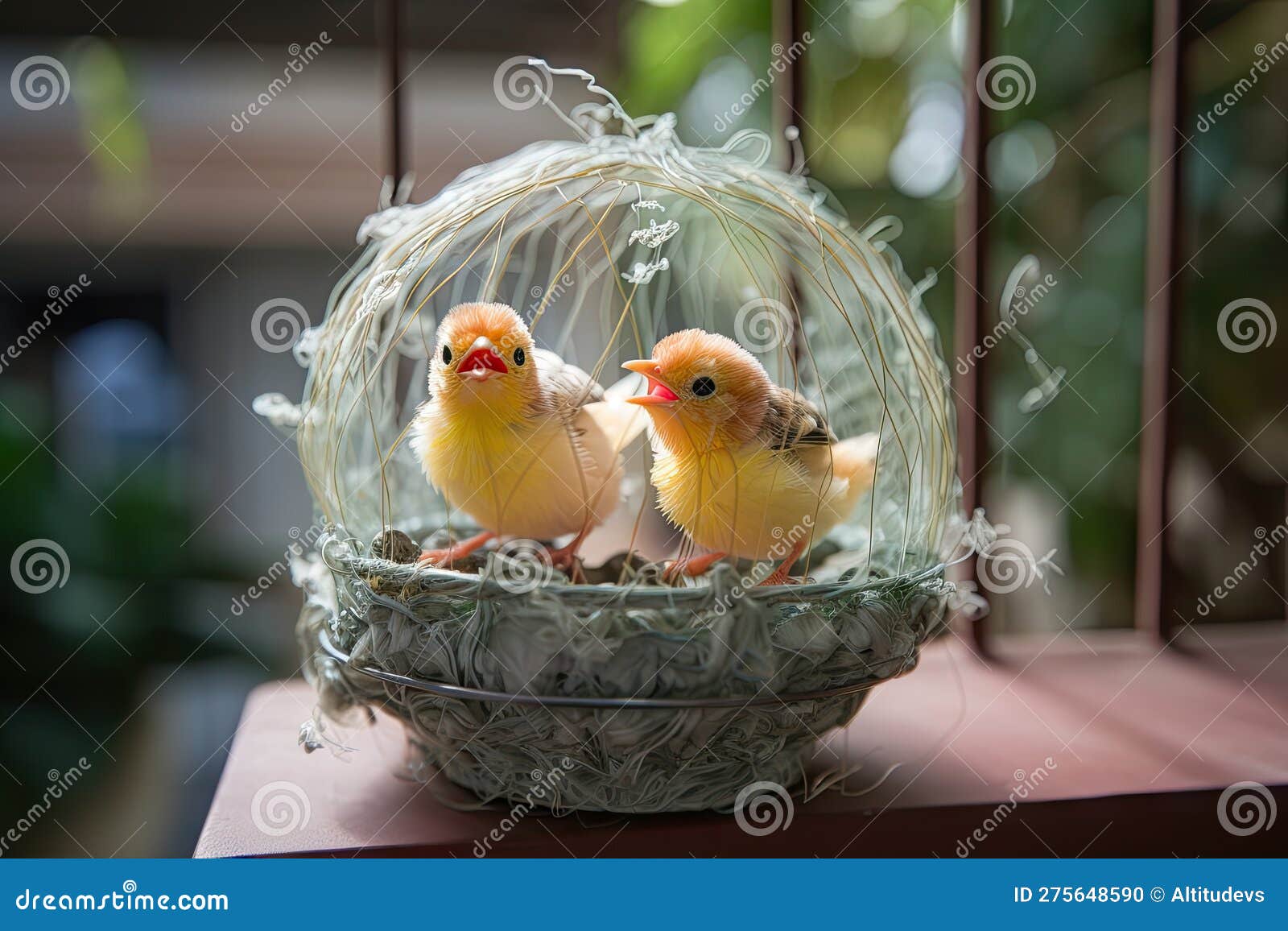 Birdcage with Three Newly Hatched Baby Birds, Ready for Their First ...