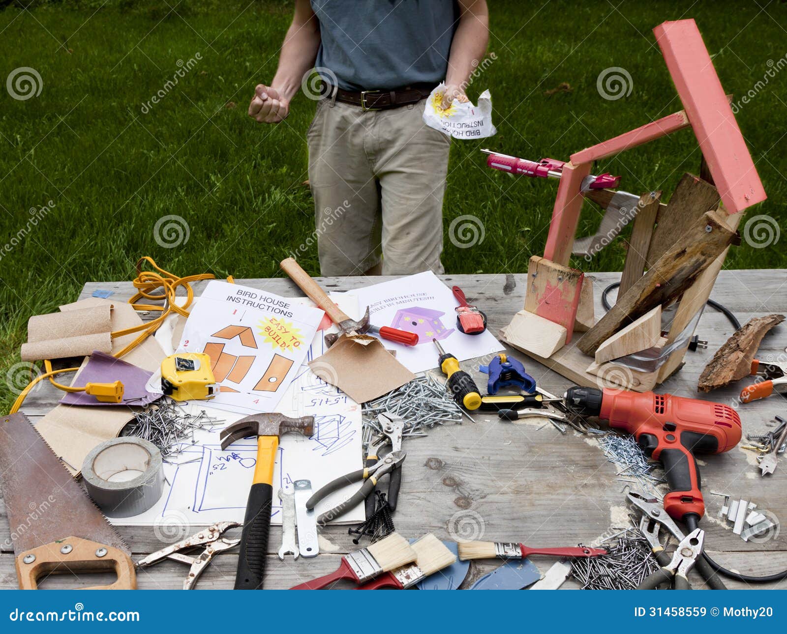 Birdhouse Fail stock image. Image of arms, clumsy, hands - 31458559