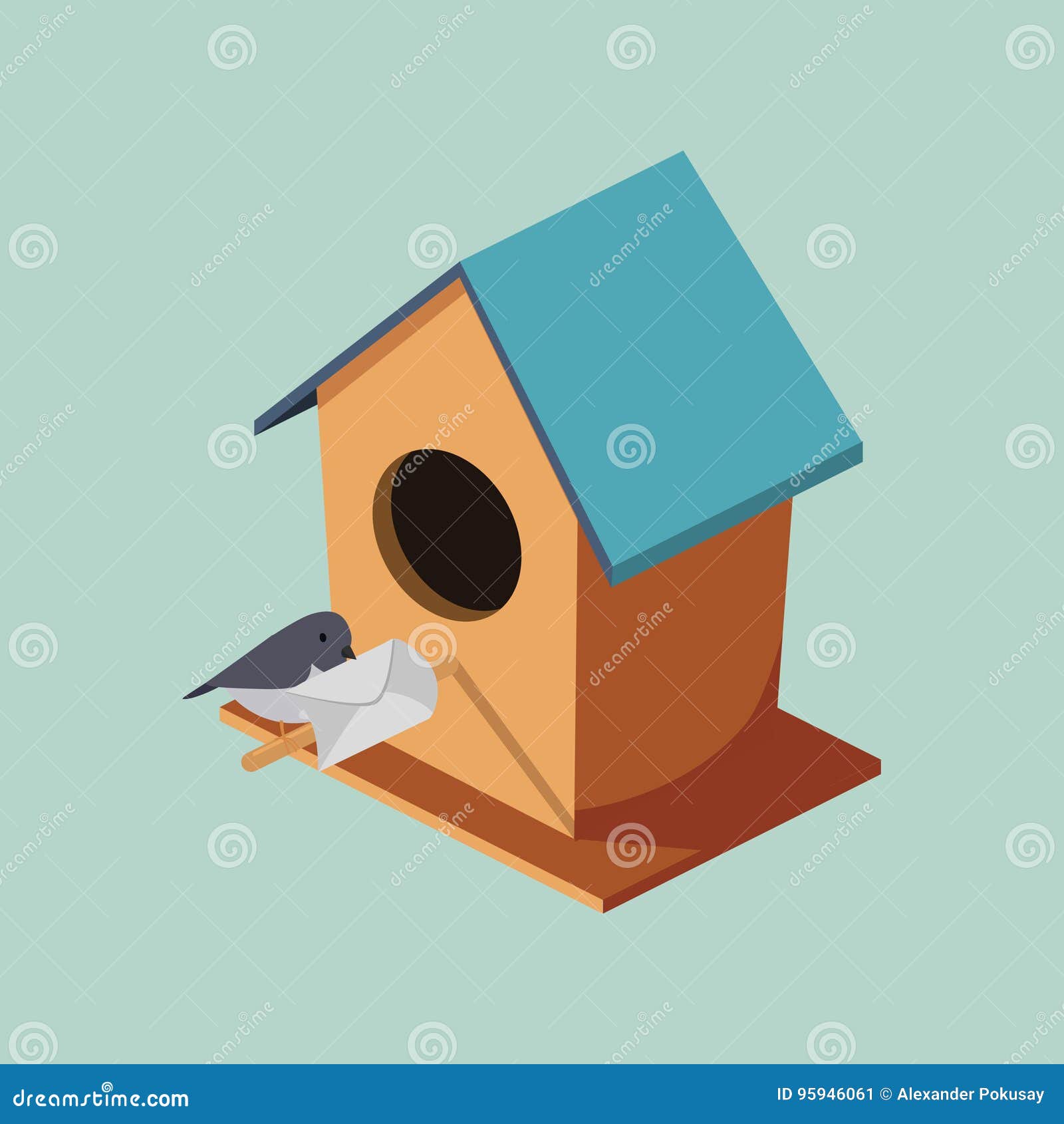 Birdhouse with Post Bird Isometric Vector Stock Vector - Illustration ...