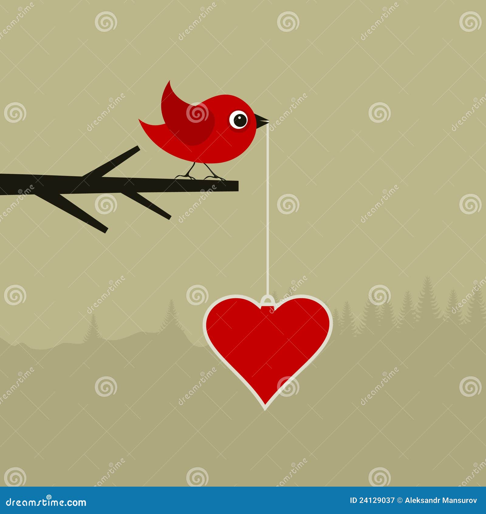 Birdie with heart stock vector. Illustration of bullfinch - 24129037