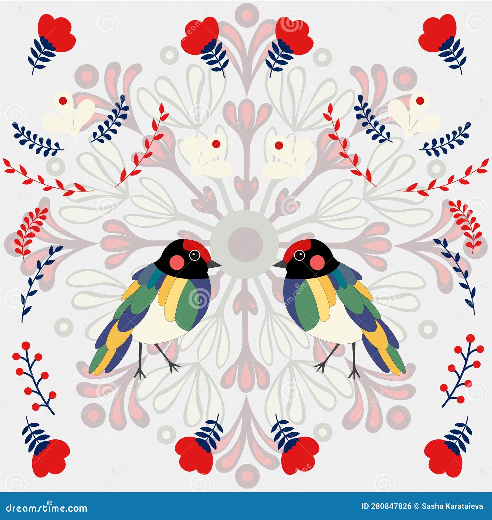 Folklore birds. graphics stock illustration. Illustration of colors ...