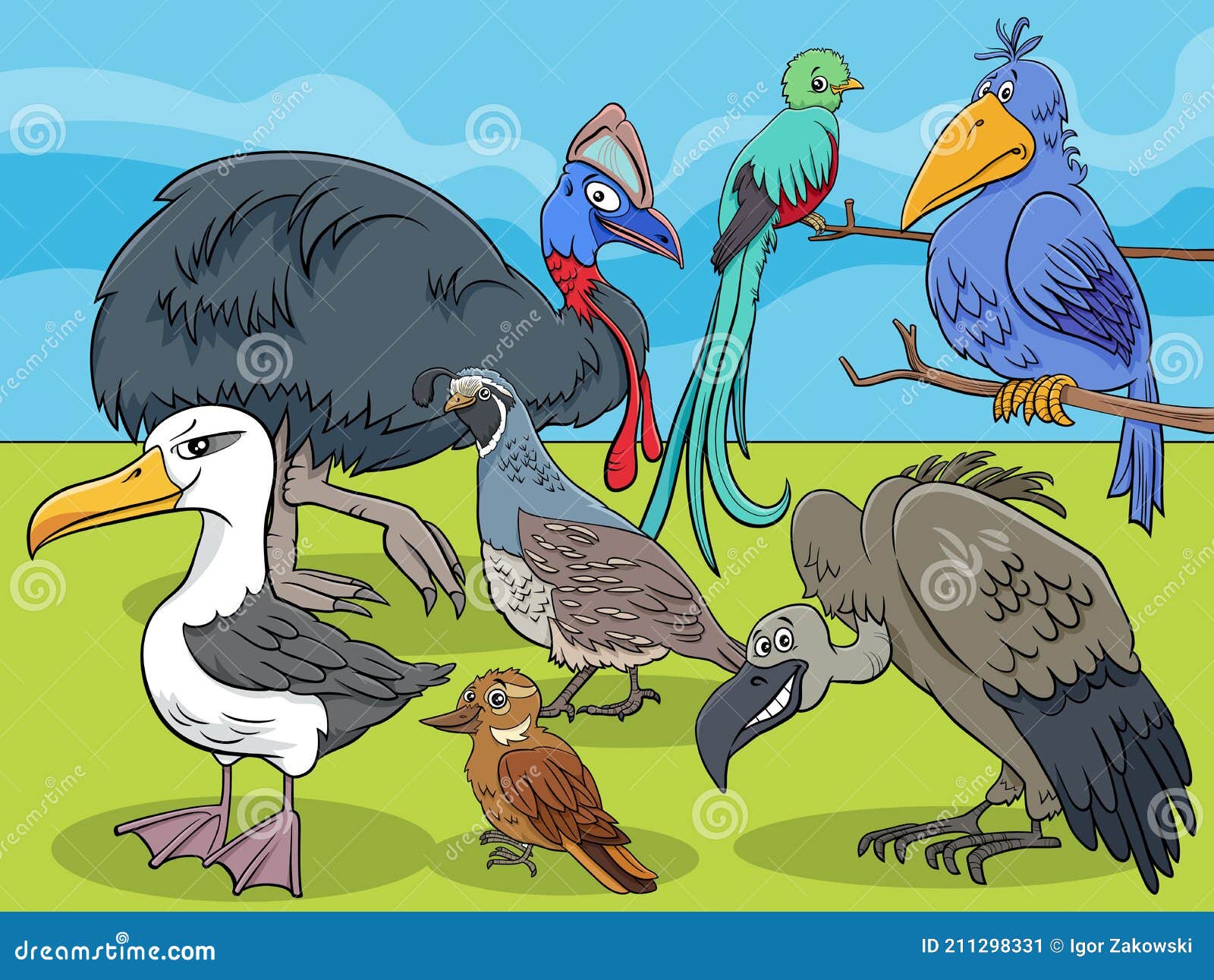 Birds Animal Characters Group Cartoon Illustration Stock Vector ...