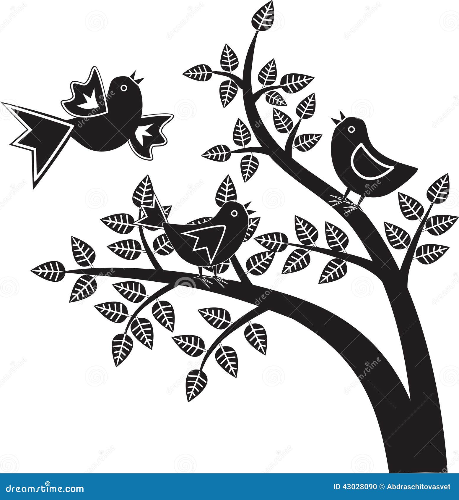 Birds Black and White Graphics Stock Vector - Illustration of singing ...