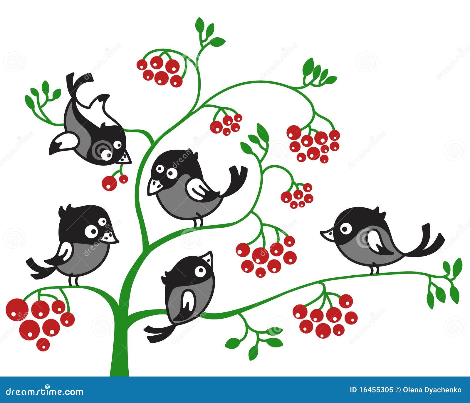 Birds on a branch stock vector. Illustration of cartoon - 16455305