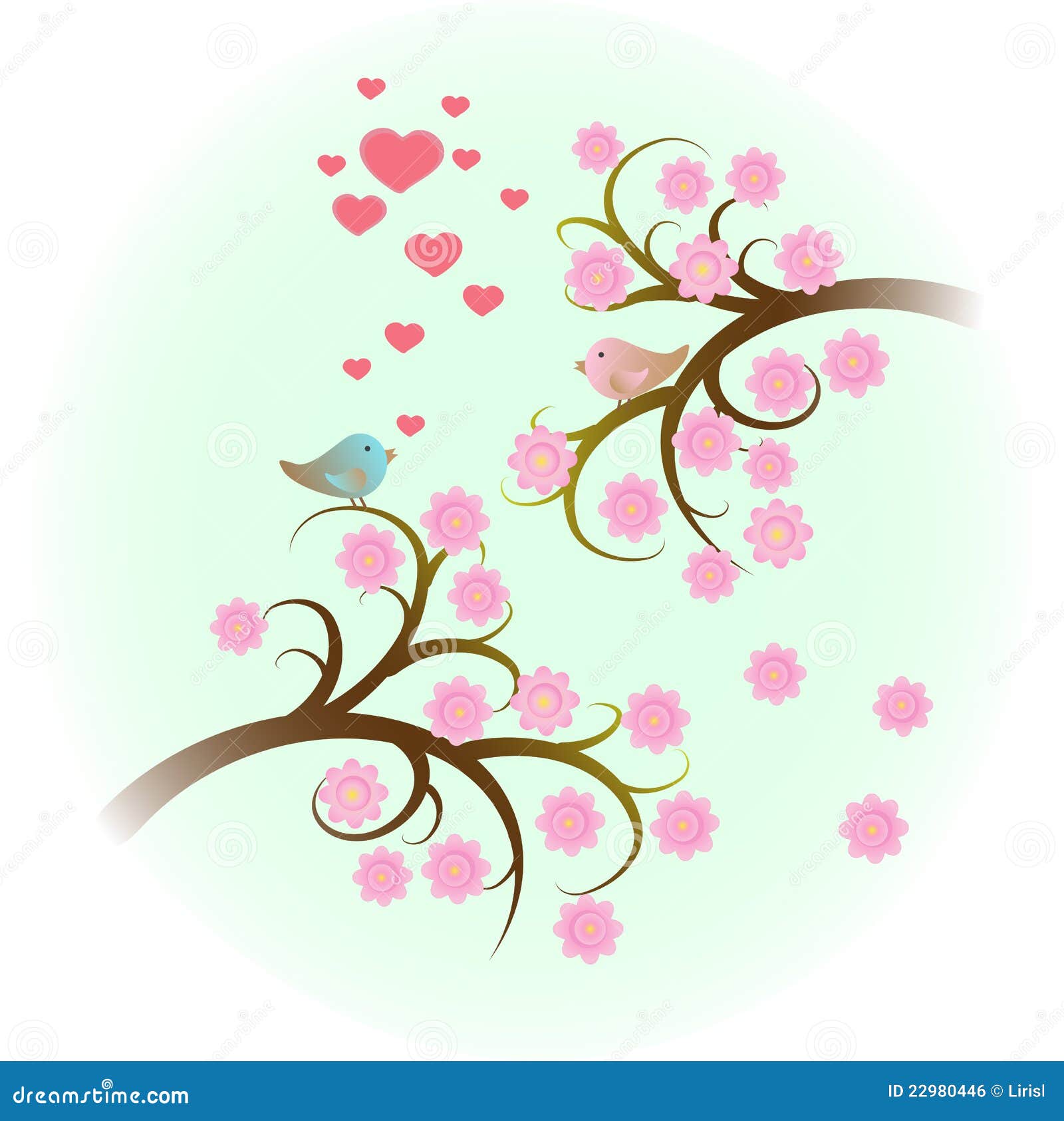 Birds on branches stock vector. Illustration of love - 22980446