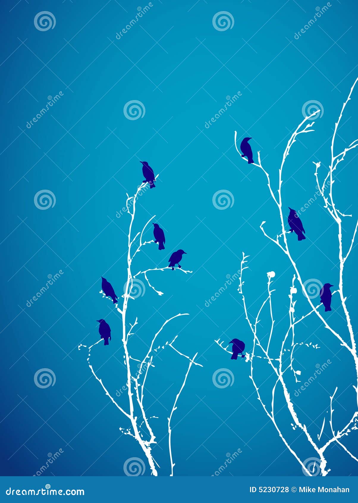 Birds on Branches stock vector. Illustration of crows - 5230728