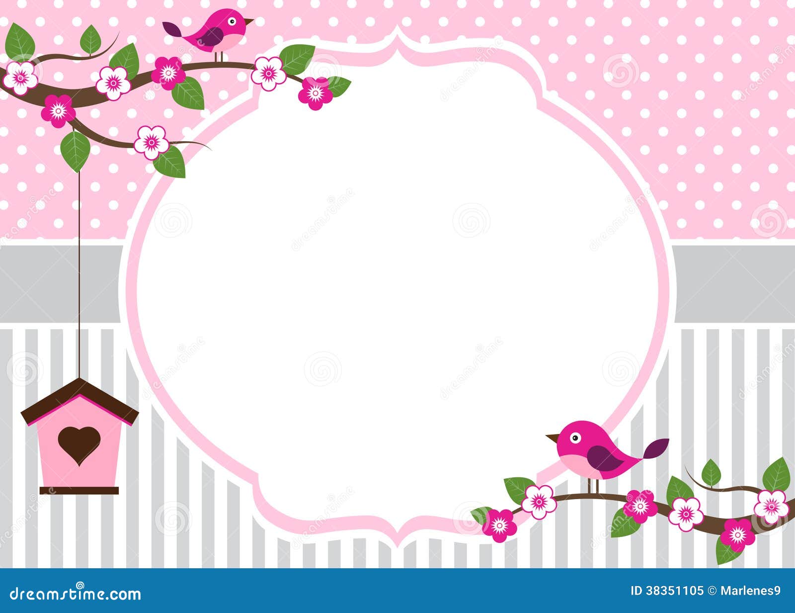 Birds on Branches Invitation Template Stock Vector - Illustration of ...