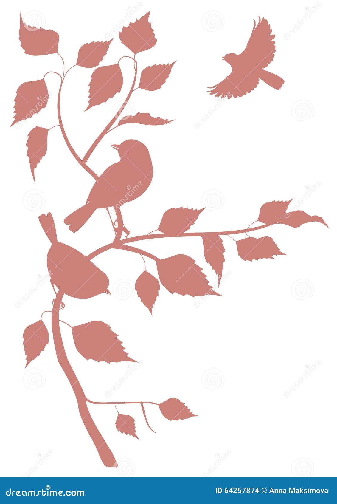 Birds on branches stock vector. Illustration of birds - 64257874