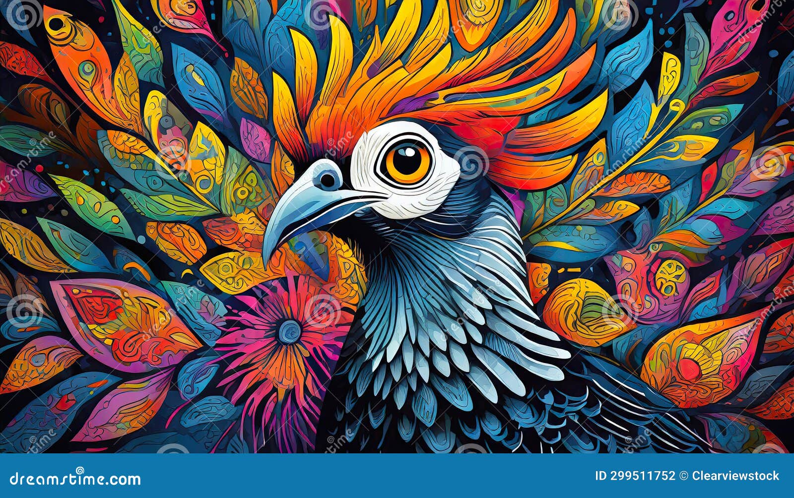 Birds Bright Colorful and Vibrant Poster Illustration Stock ...