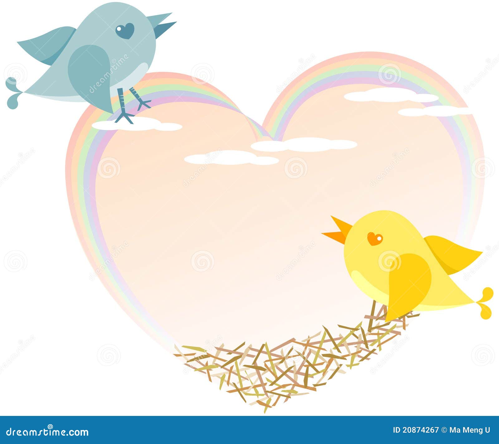 Birds Building Their Love Nest Stock Vector - Illustration of happiness ...