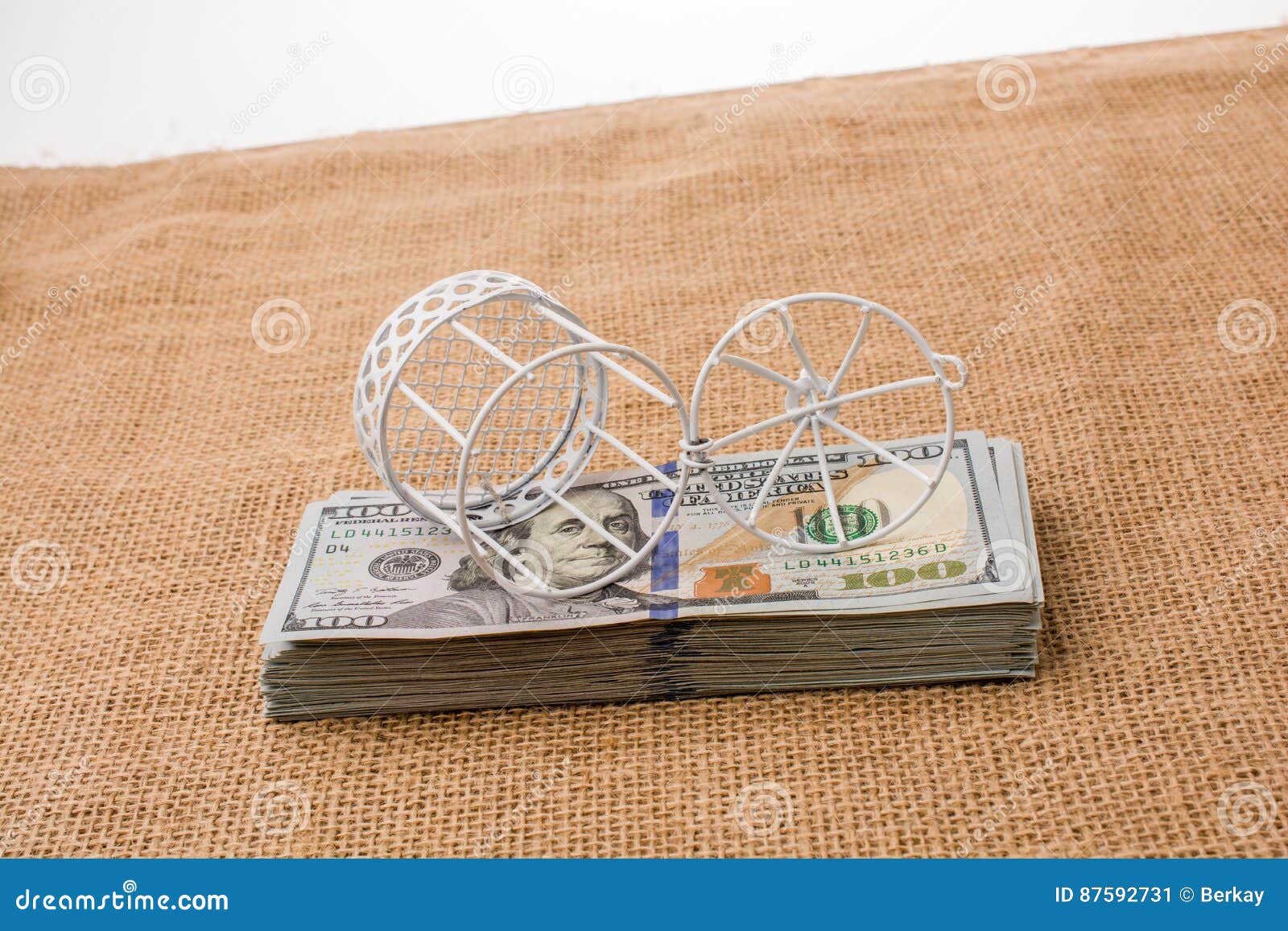 Birds Cage on Bundle of US Dollar Banknote Stock Image - Image of ...