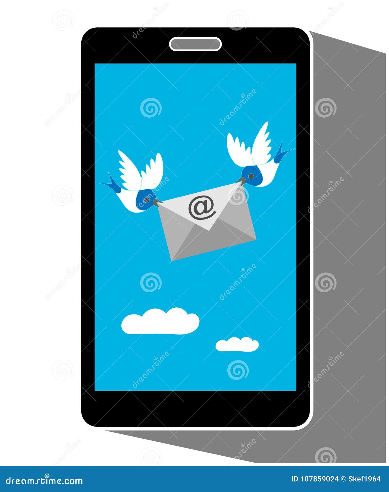 Birds Carrying an E-mail on the Mobile Phone. Stock Vector ...