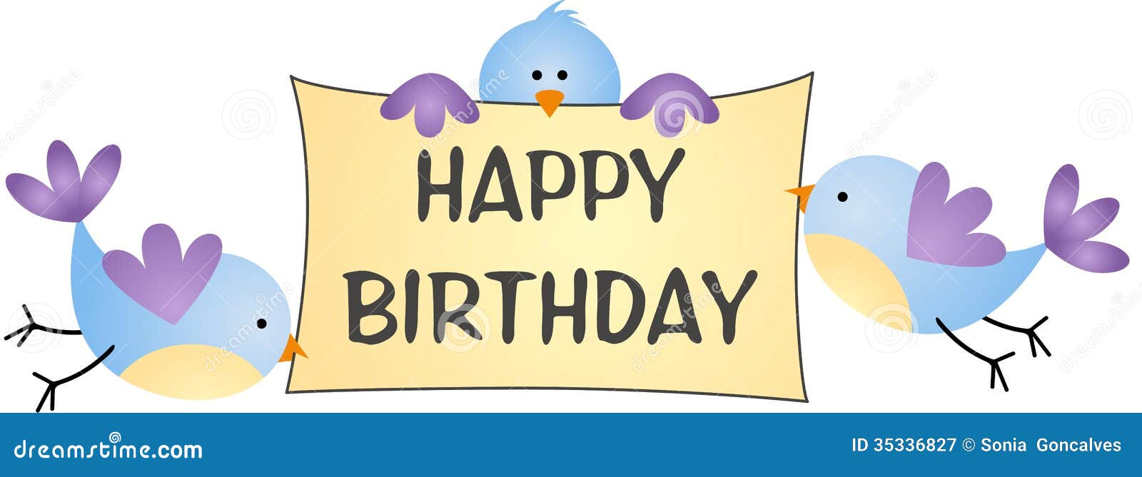 Birds Carrying Message Happy Birthday Stock Vector - Illustration of ...