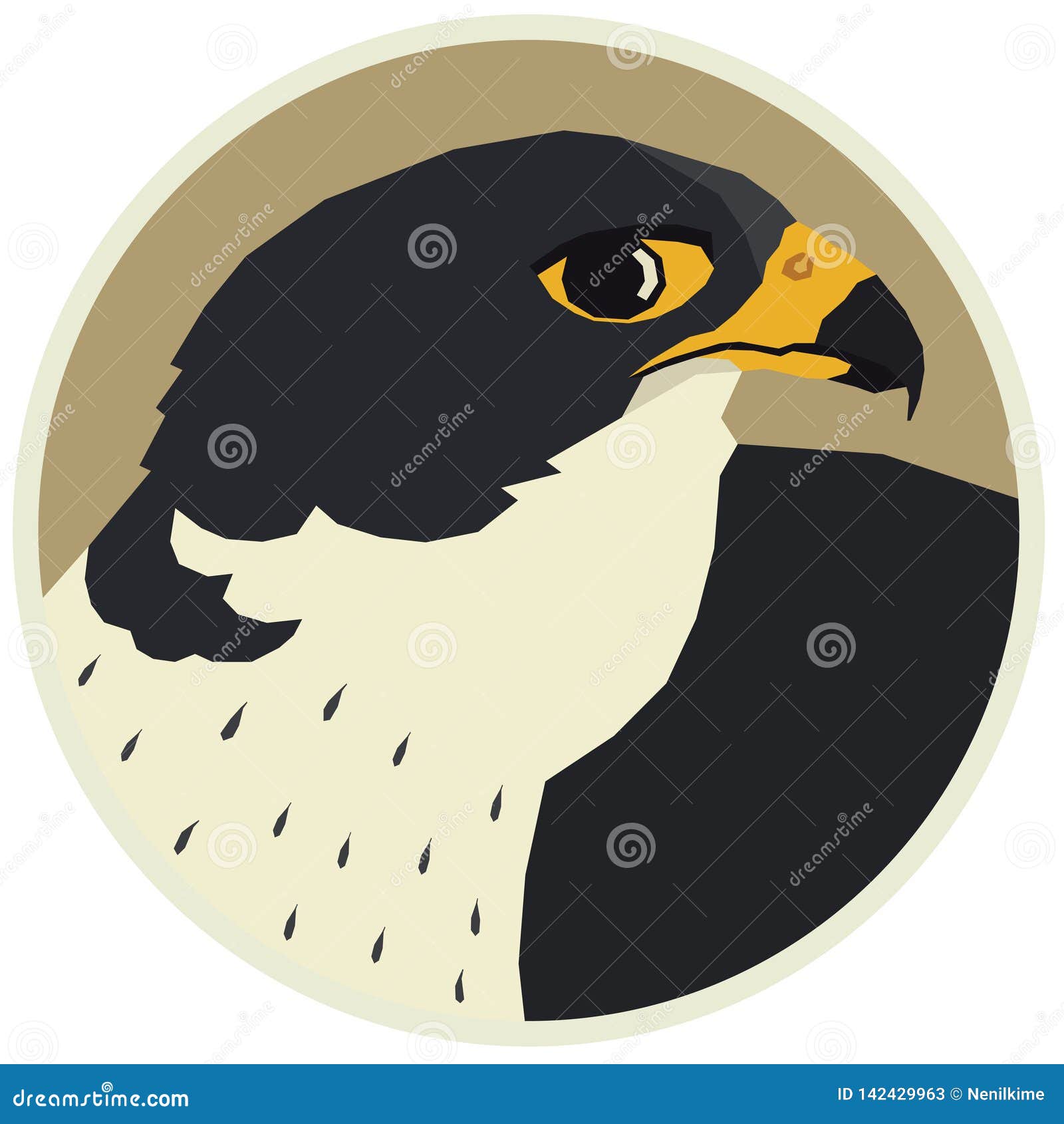 Vector Illustration of a Peregrine Falcon in Round Frame Stock Vector ...